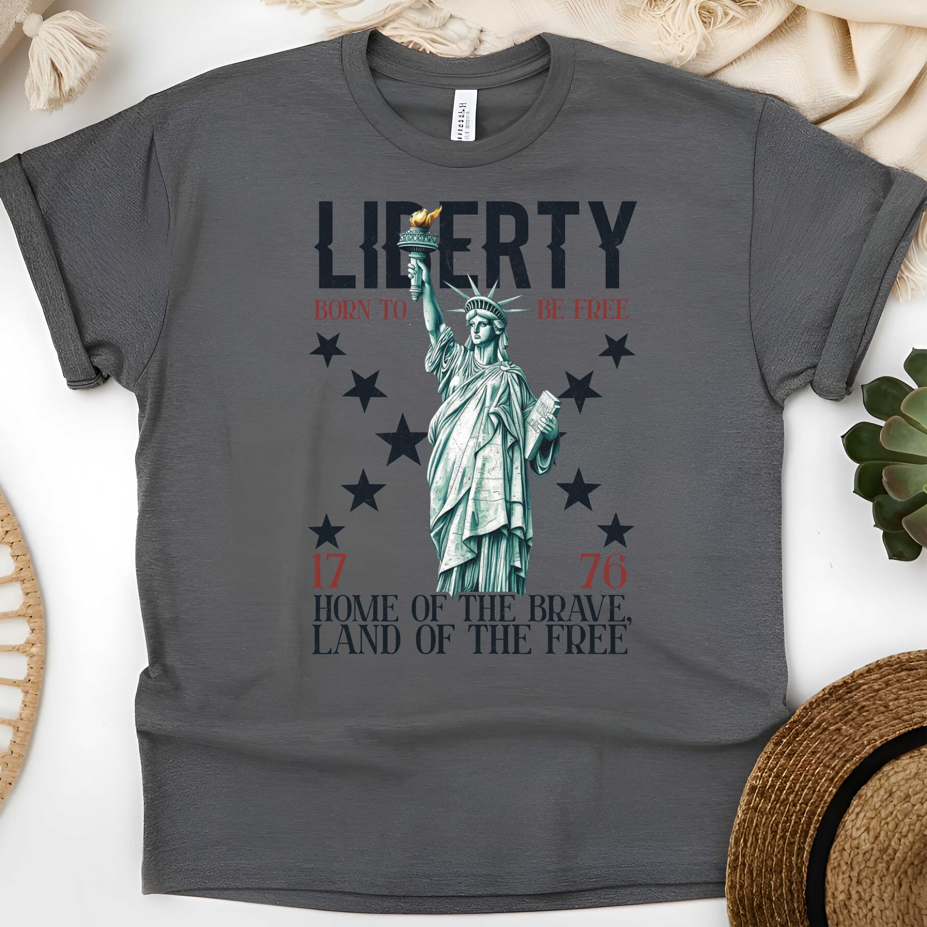 Statue of Liberty Patriotic T-Shirt | Liberty 1776 Freedom Graphic Tee ...