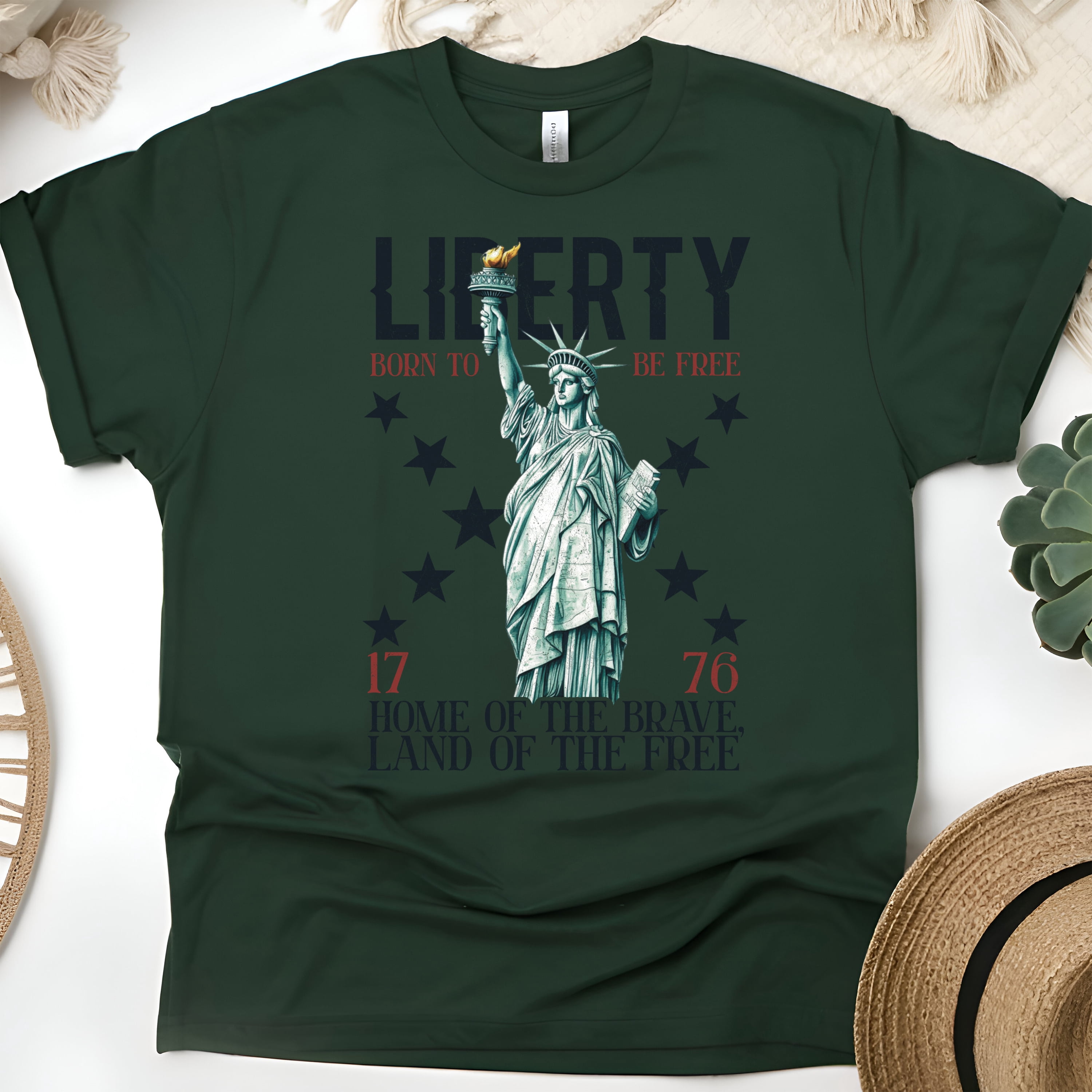 Statue of Liberty Patriotic T-Shirt | Liberty 1776 Freedom Graphic Tee ...