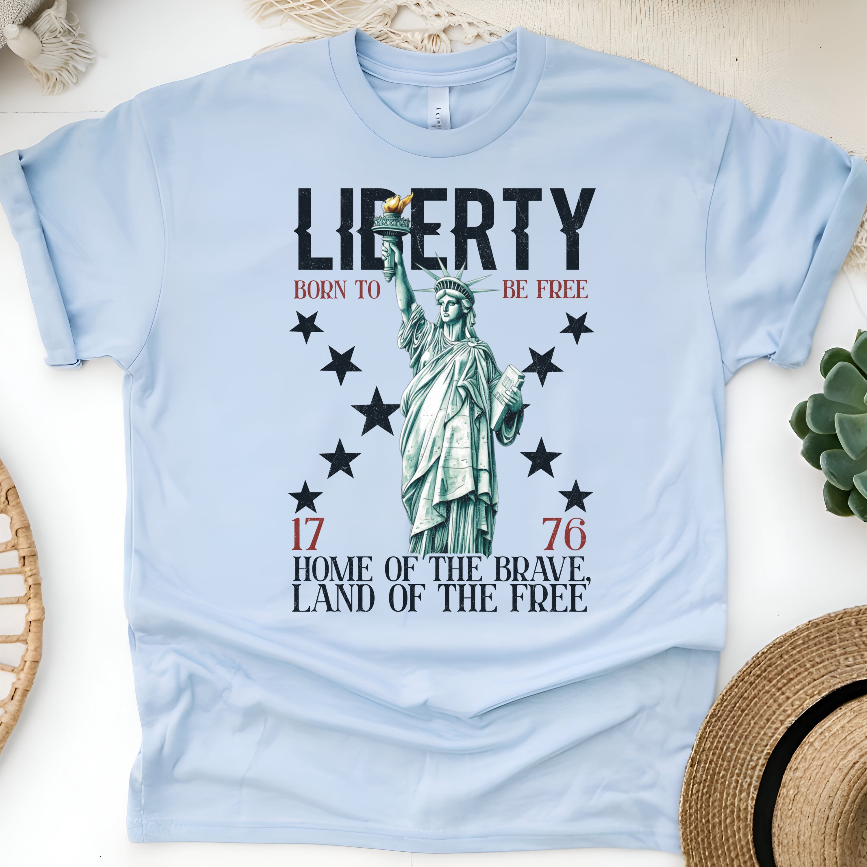 Statue of Liberty Patriotic T-Shirt | Liberty 1776 Freedom Graphic Tee ...