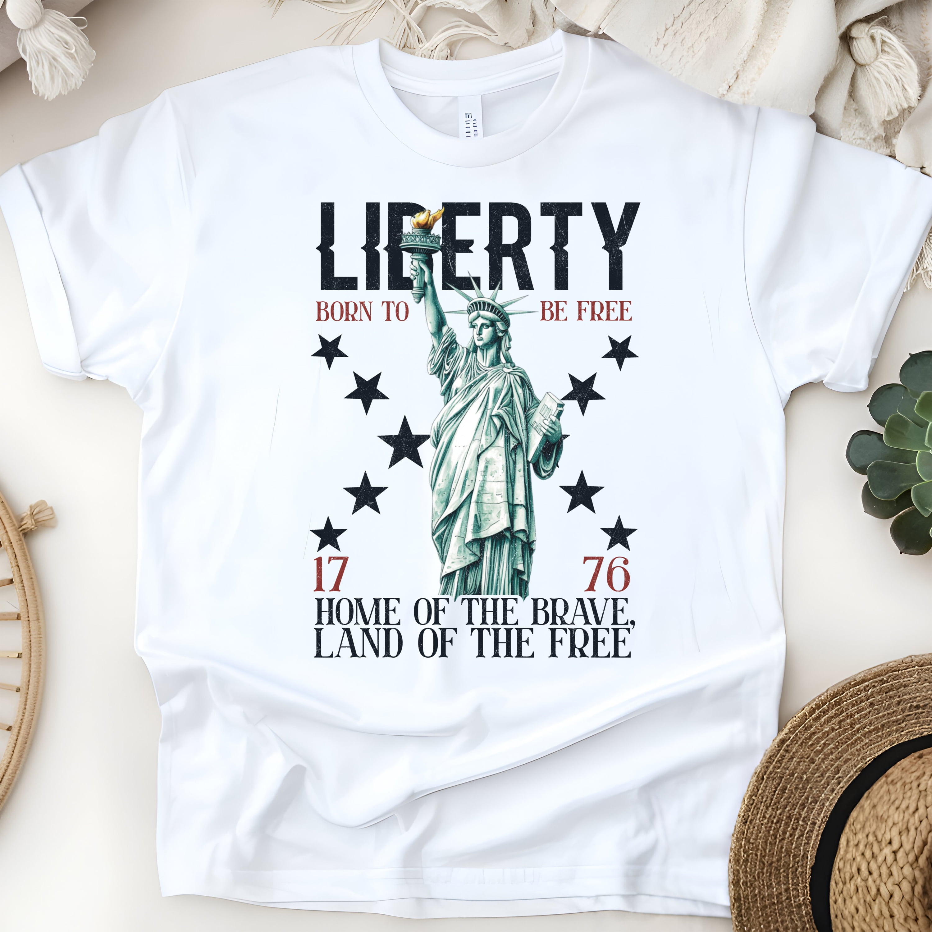 Statue of Liberty Patriotic T-Shirt | Liberty 1776 Freedom Graphic Tee ...