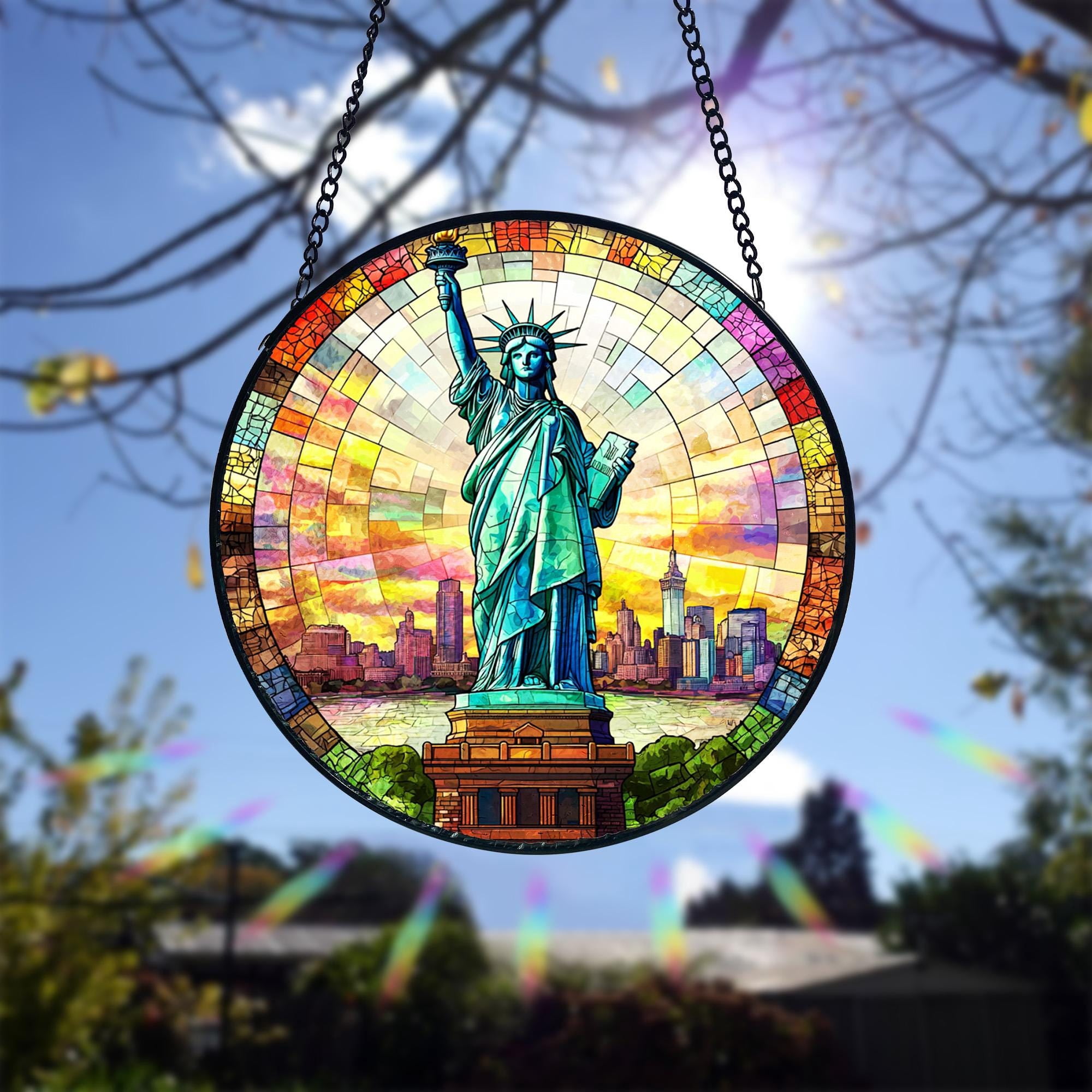 Statue of Liberty Stained Glass Ornament, Patriotic Suncatcher for ...