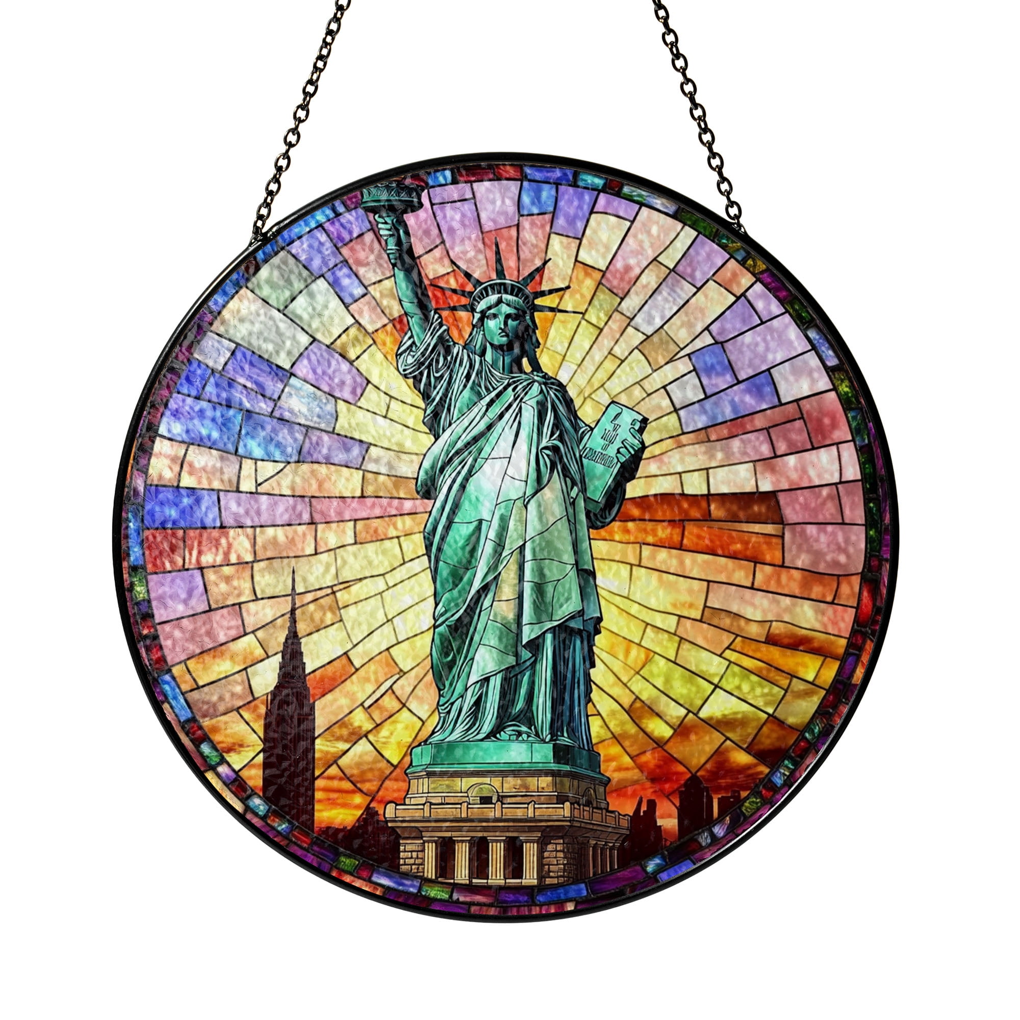 Statue of Liberty Stained Glass Suncatcher - Custom Name USA Landmark ...