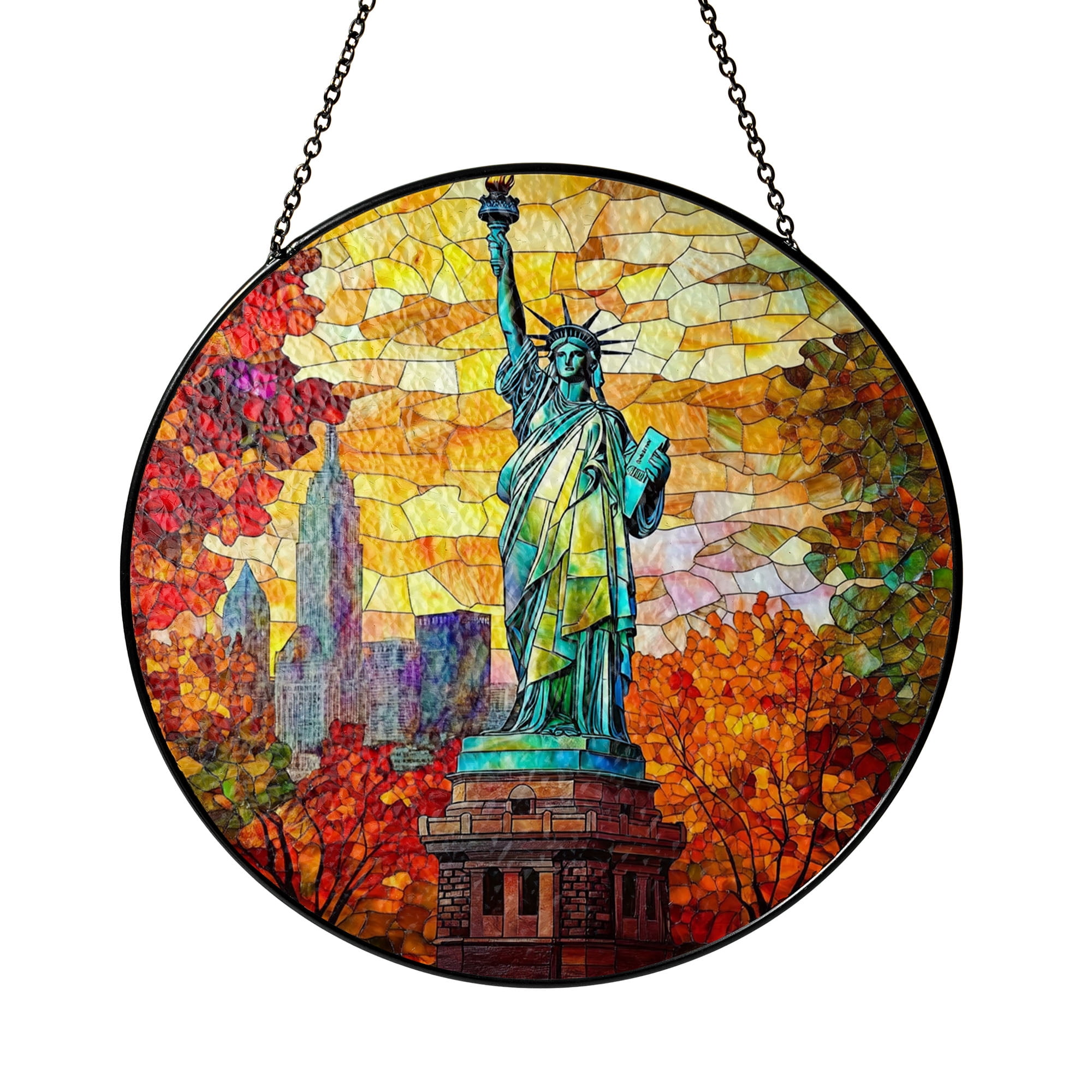 Statue of Liberty Stained Glass Suncatcher - Custom Name USA Landmark ...