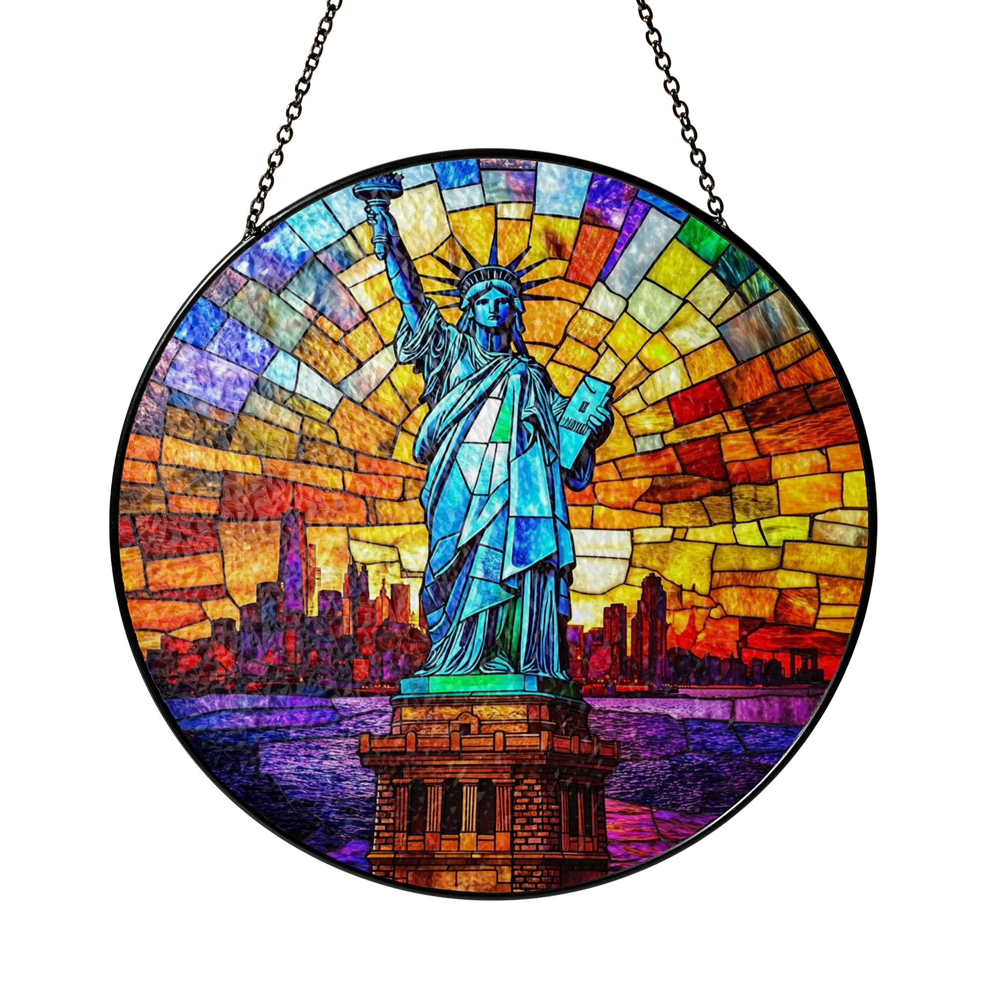 Statue of Liberty Stained Glass Suncatcher - Custom Name USA Landmark ...