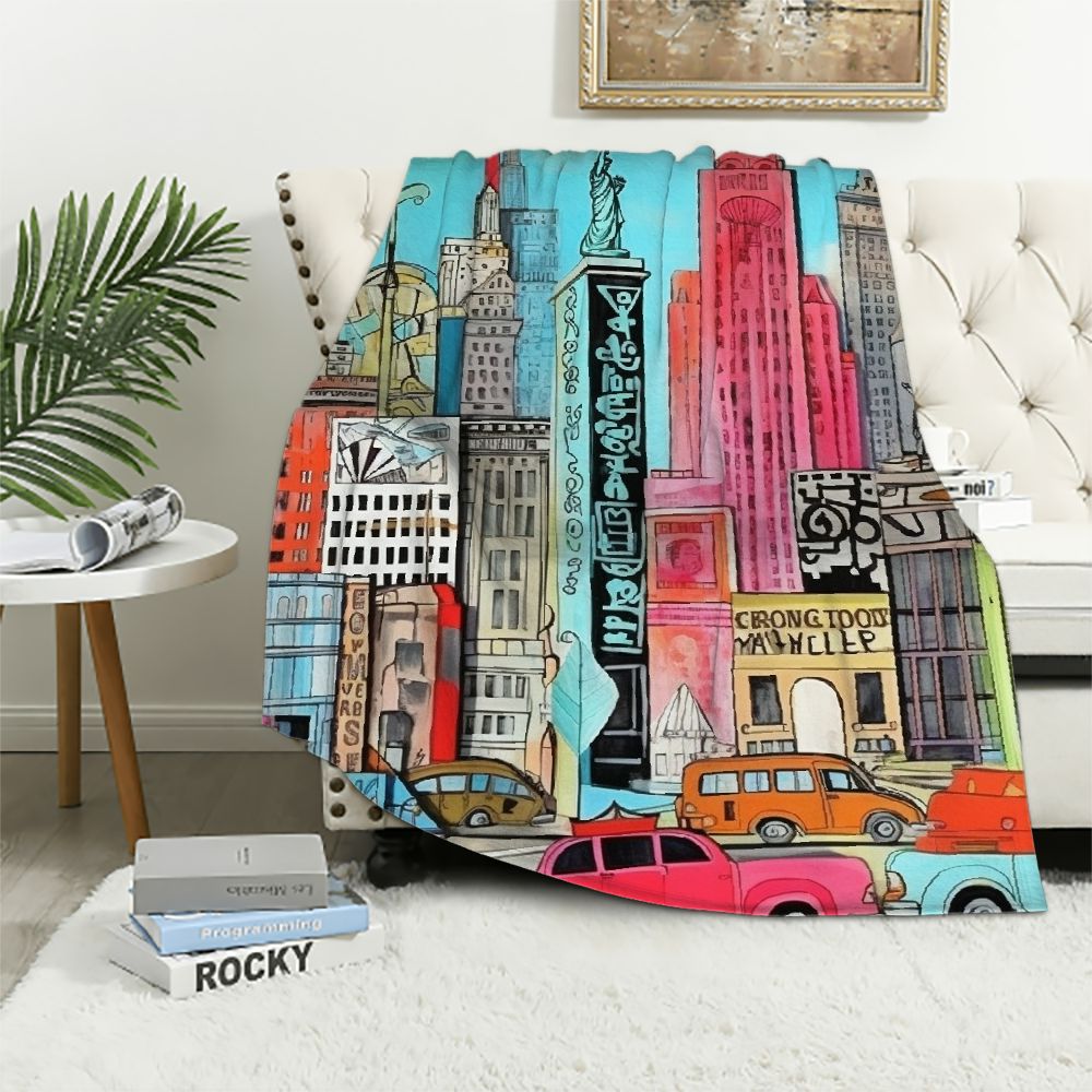 COMIO Statue of Liberty Throw Blanket New York Cityscape Sherpa Blanket ...
