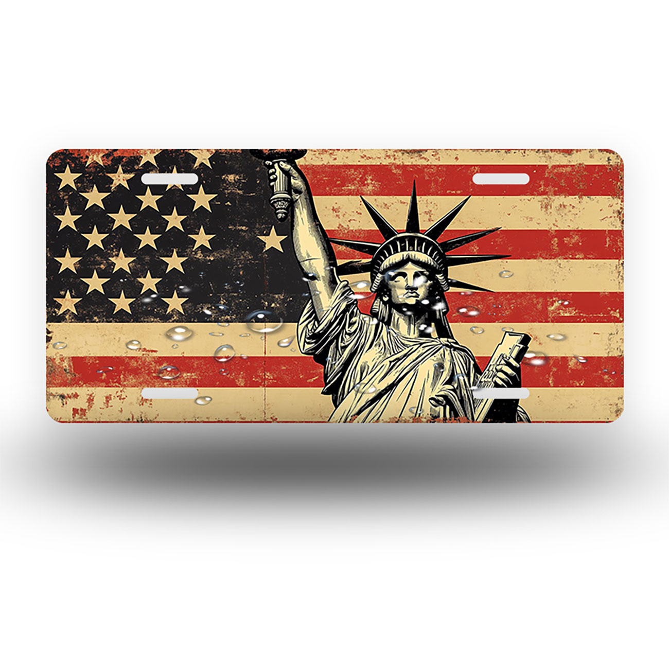 Statue of Liberty and American Flag Front License Plate, Funny Standard ...
