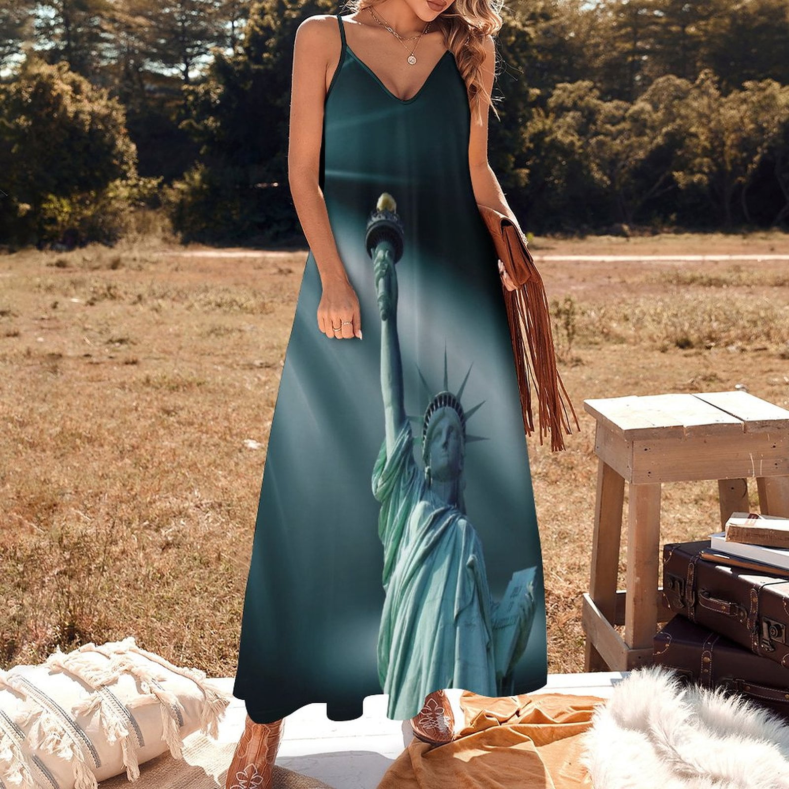 Statue of Liberty in the Spotlight Sleeveless Dress summer outfits for ...