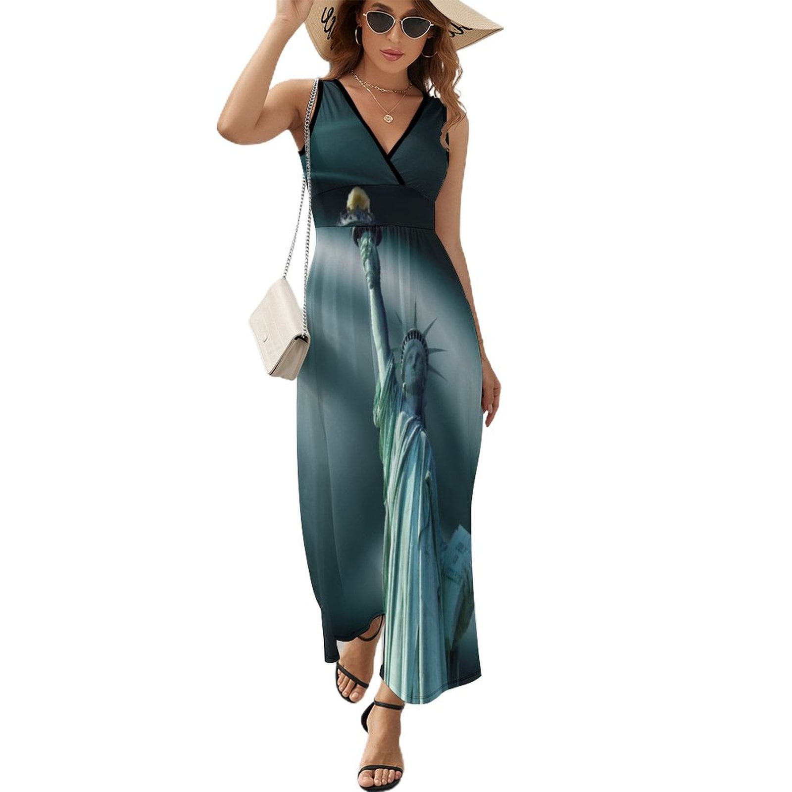 Statue of Liberty in the Spotlight Sleeveless Dress women's luxury ...