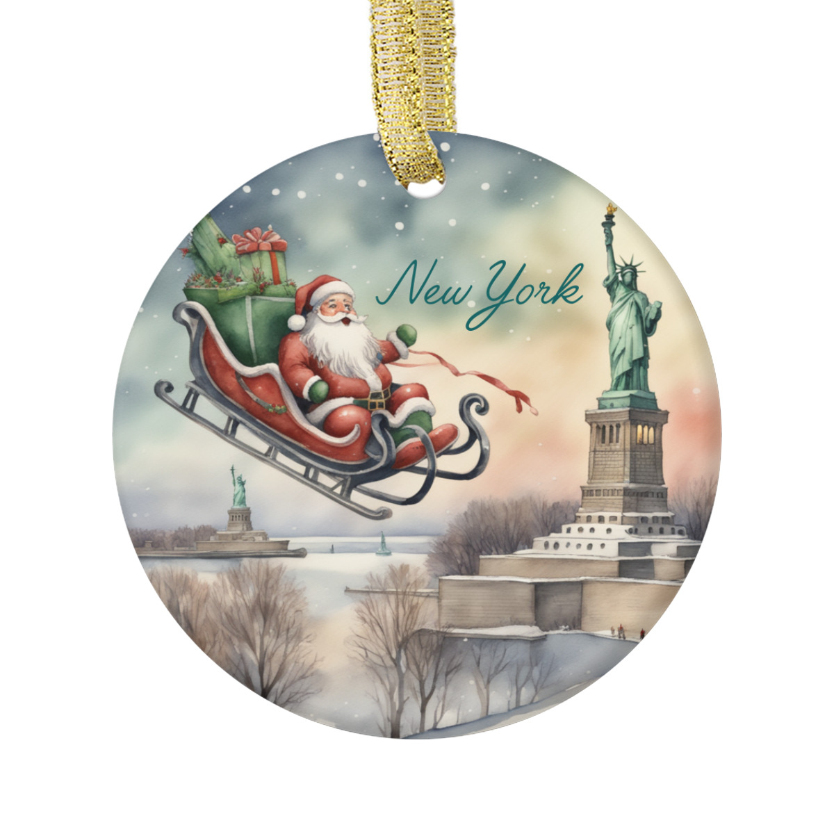 Statue of Liberty with Snow - NYC USA American Travel Souvenir Landmark ...