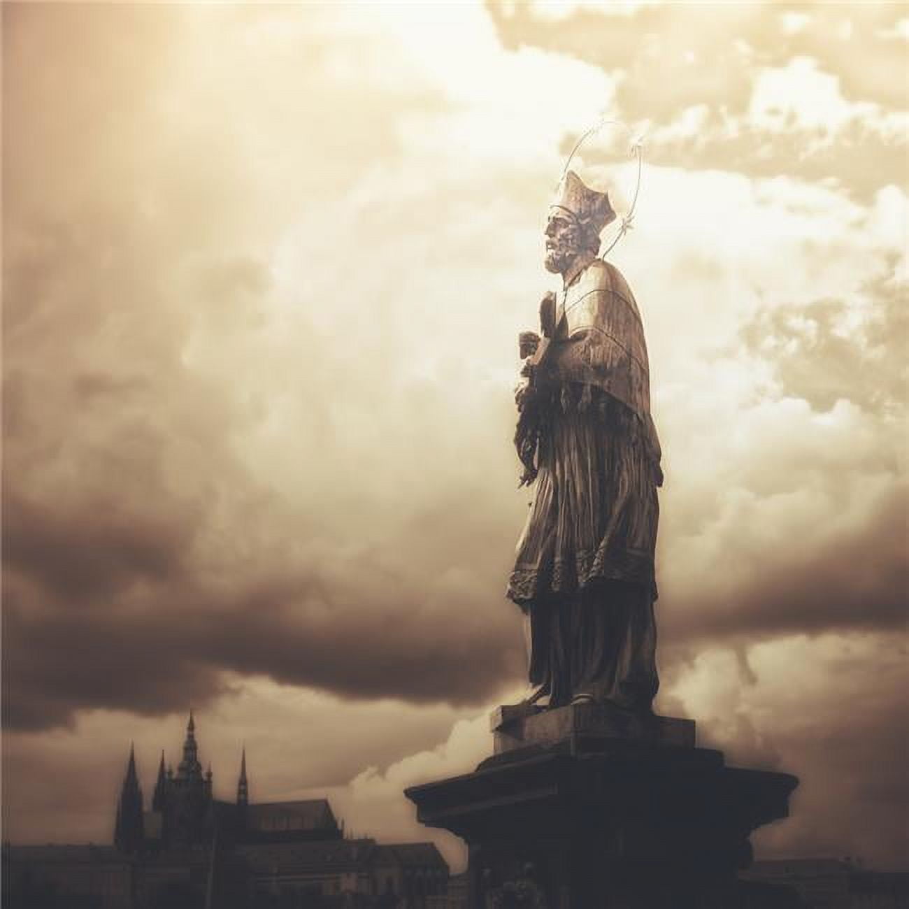 Statue on Karl Bridge - Prague Czech Republic Poster Print - 16 x 16 in ...