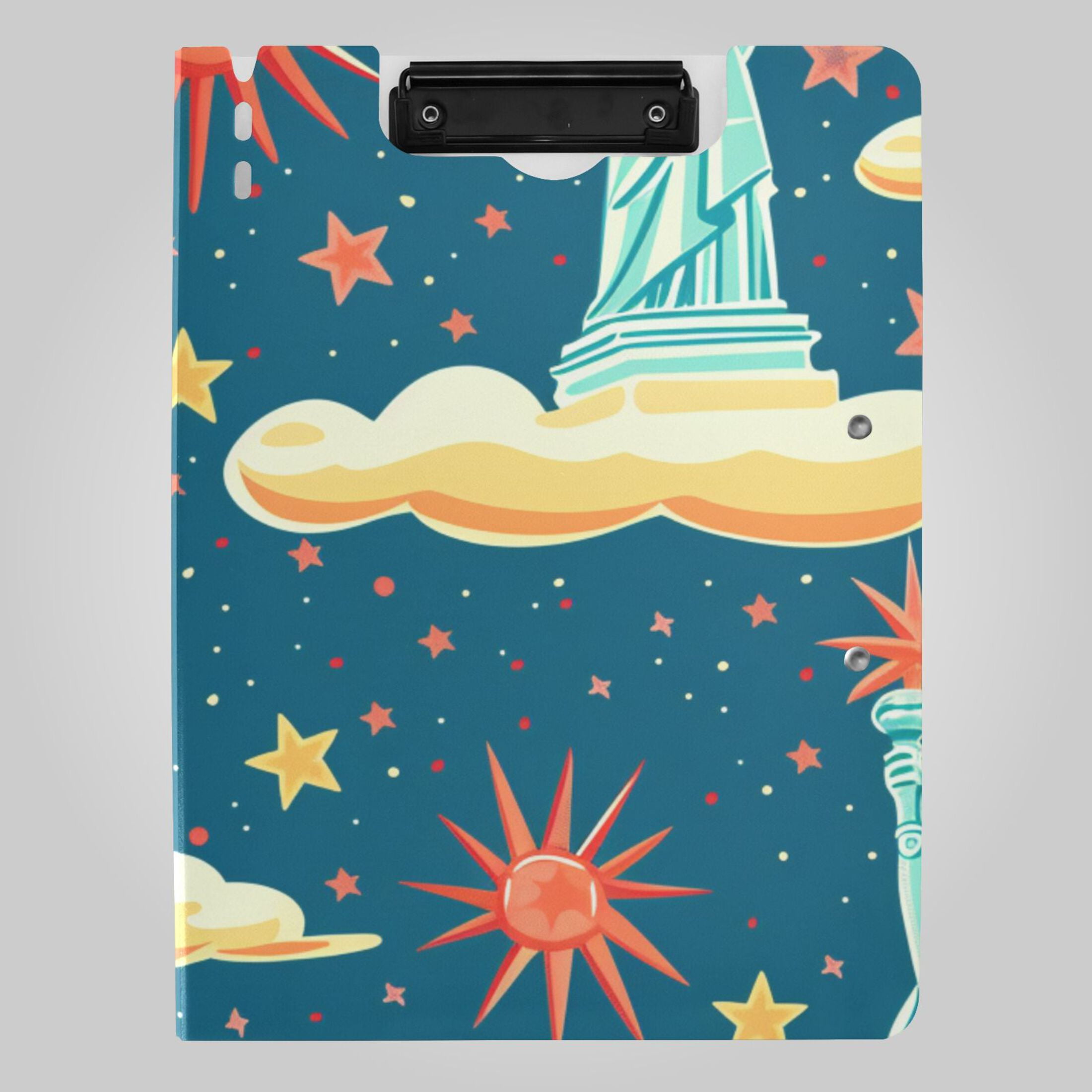 Statue with Sky Elements Foldable Binder Folder Clipboard with Pen Slot ...