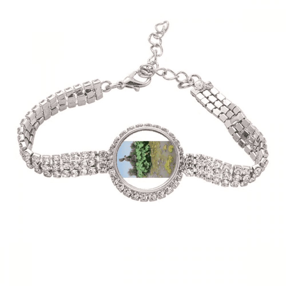 Status Lotus Lake Art Deco Fashion Tennis Chain Anklet Bracelet Diamond ...