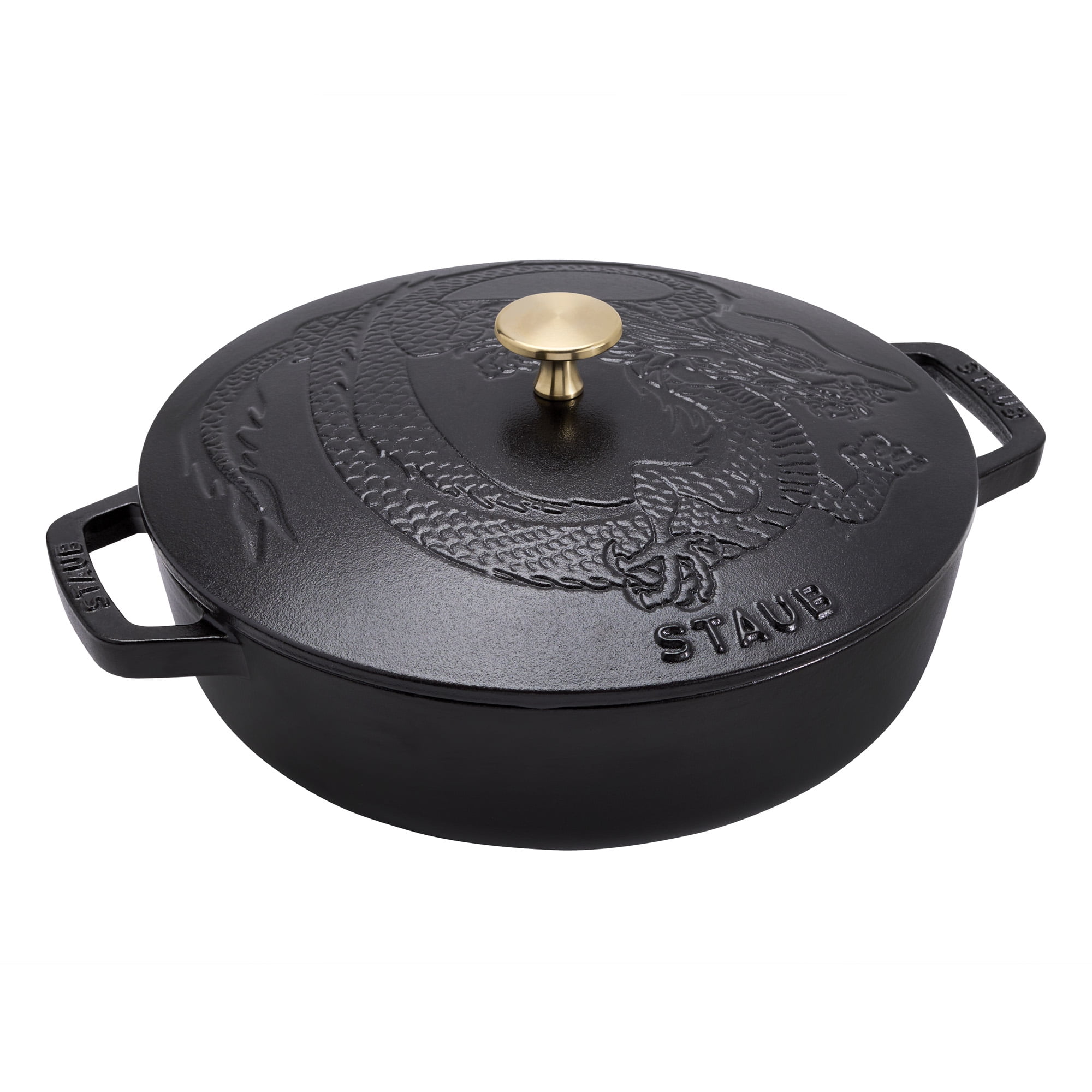 Staub Cast Iron 2.5-qt Braiser with Dragon Lid - Matte Black - Walmart.com