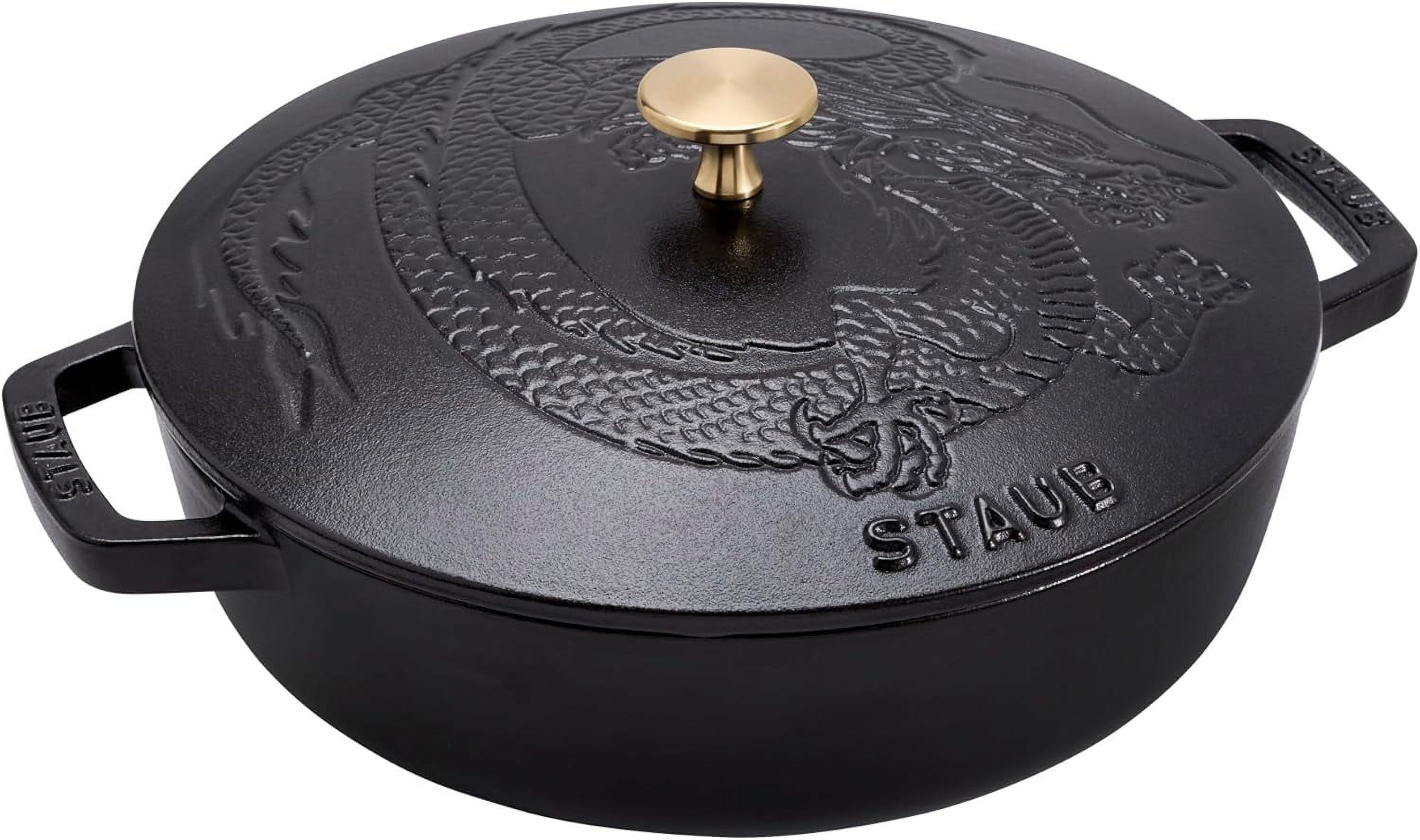 Staub Cast Iron 2.5-qt Braiser with Dragon Lid - Matte Black - Walmart.com