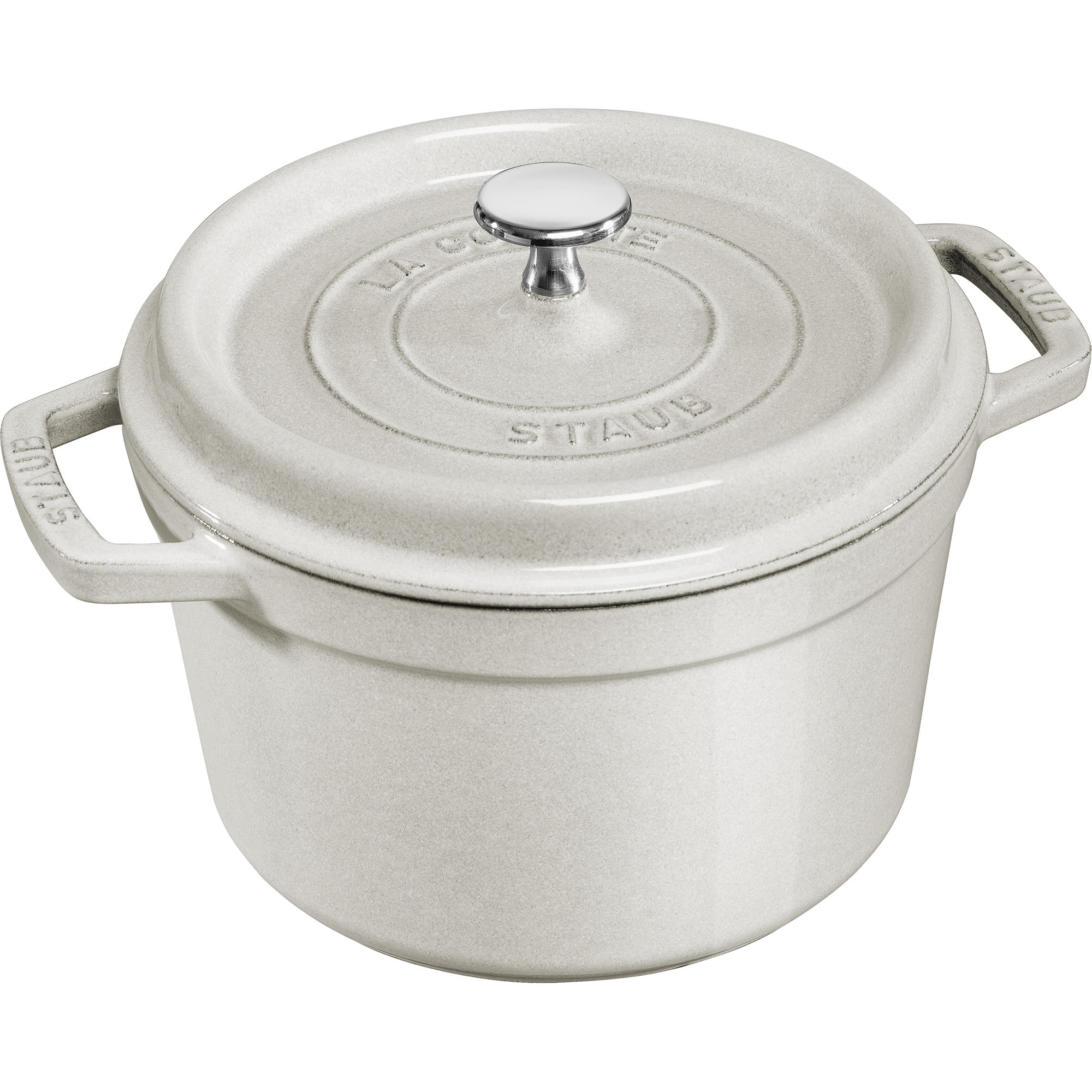 Staub Cast Iron Dutch Oven 5-qt Tall Cocotte, Made in France, Serves 5-6, White Truffle ...