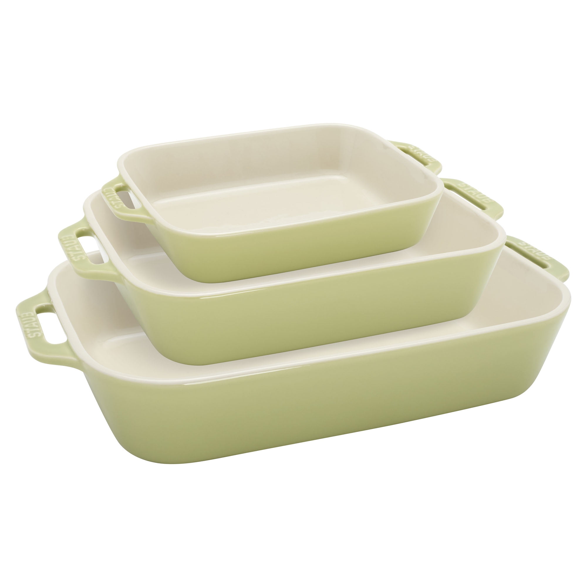 Staub Ceramic 3-pc Rectangular Baking Dish Set - Macaron Pastel Green ...