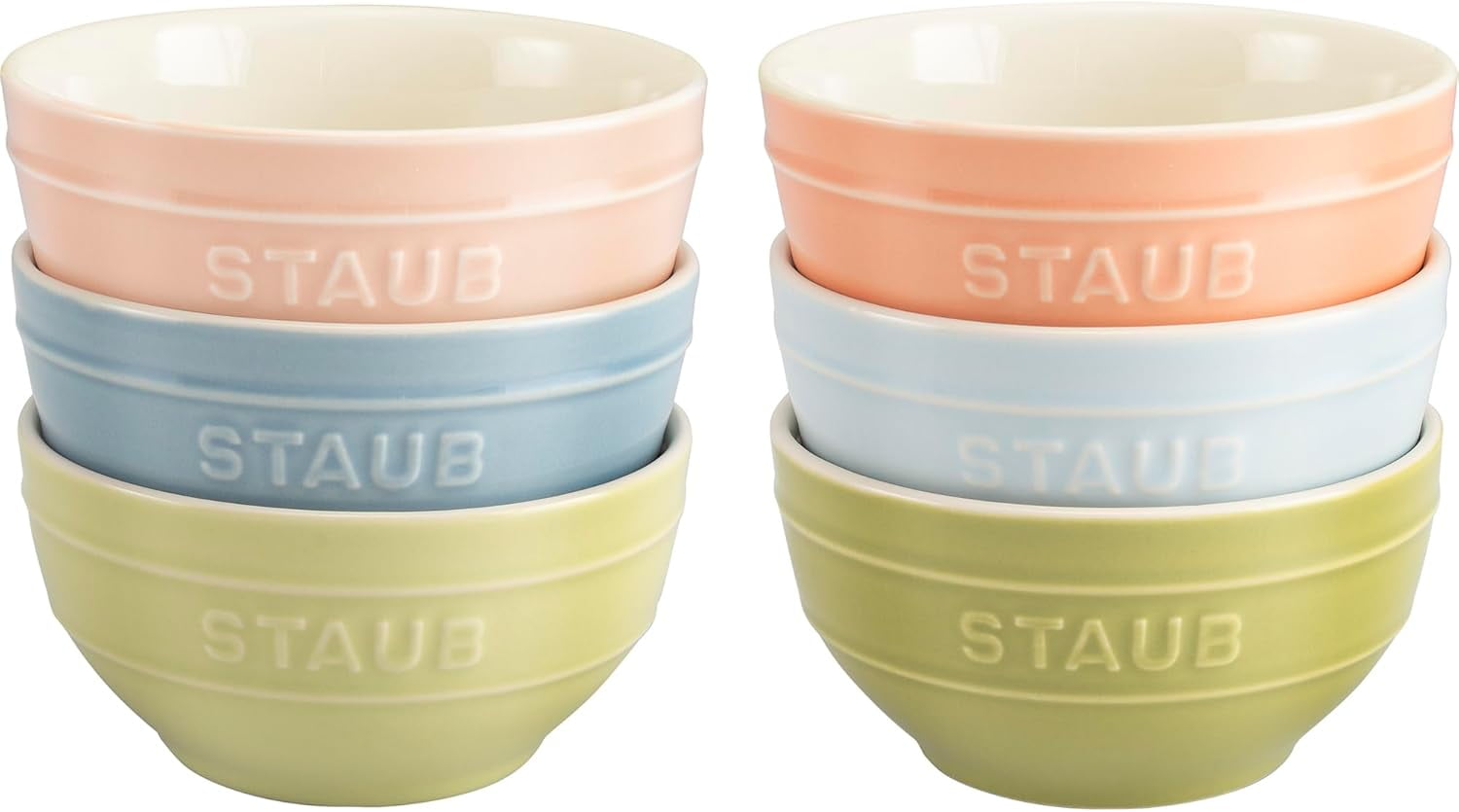 Staub Ceramic 6-pc 4.75-inch Small Universal Bowl Macaron Pastel Colors ...