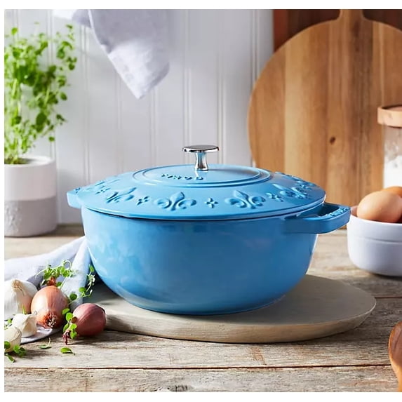 Staub Enameled Cast Iron 3.75-Quart Essential Fleur De Lis Cocotte ...