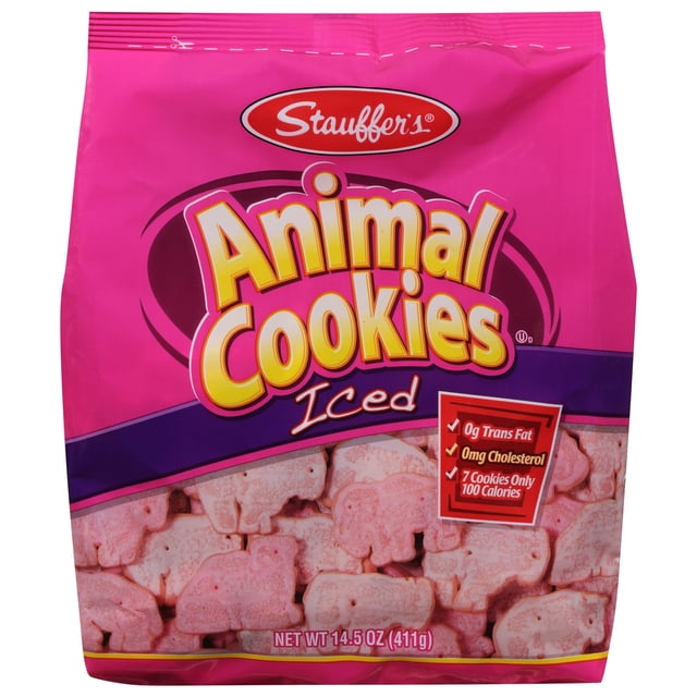 Stauffer's Iced Animal Cookies Biscuits, 14.5 oz Shelf-Stable Bag ...