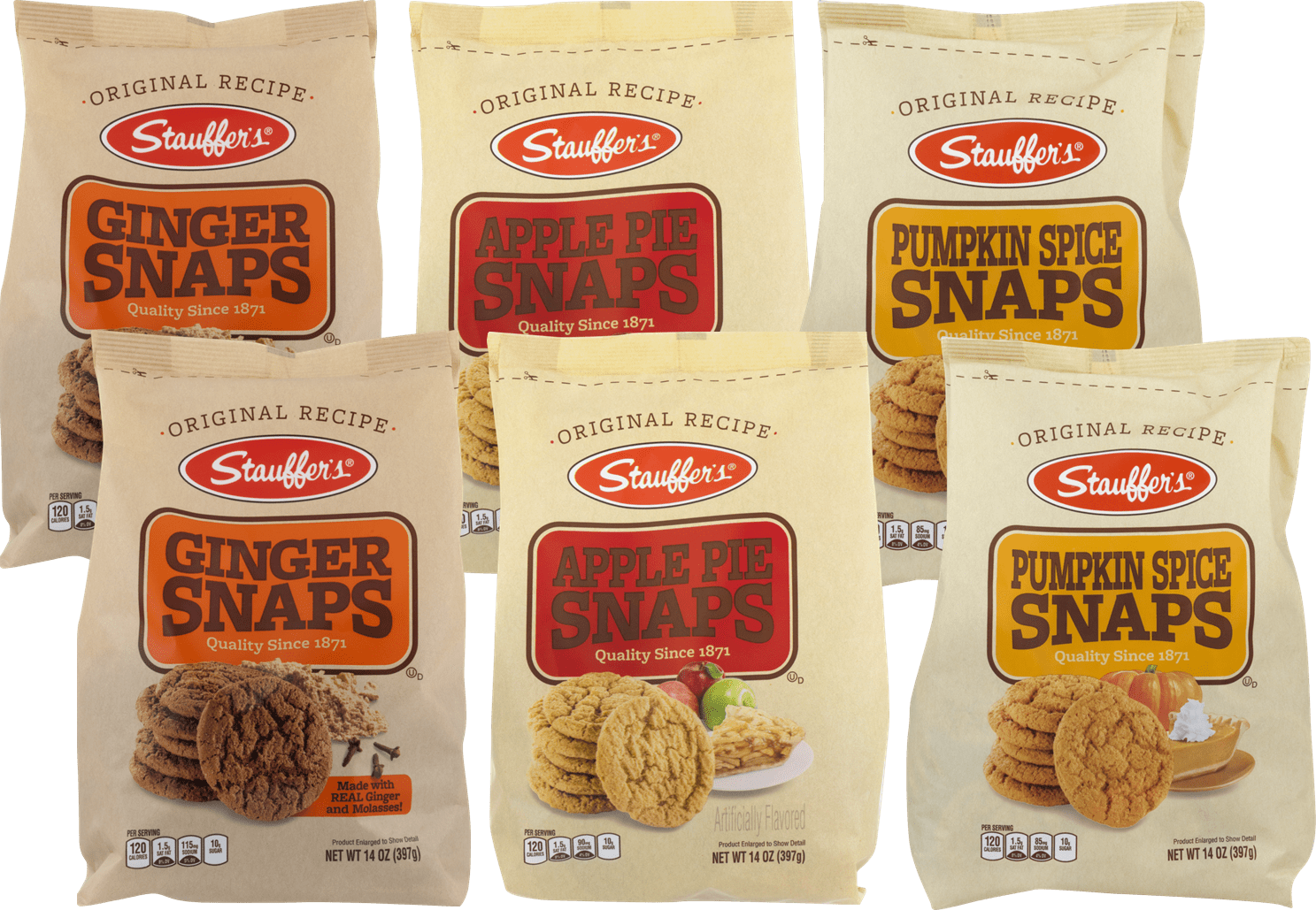 Stauffer's Apple Pie, Pumpkin Spice & Ginger Snaps Variety 6-Pack, 14 ...