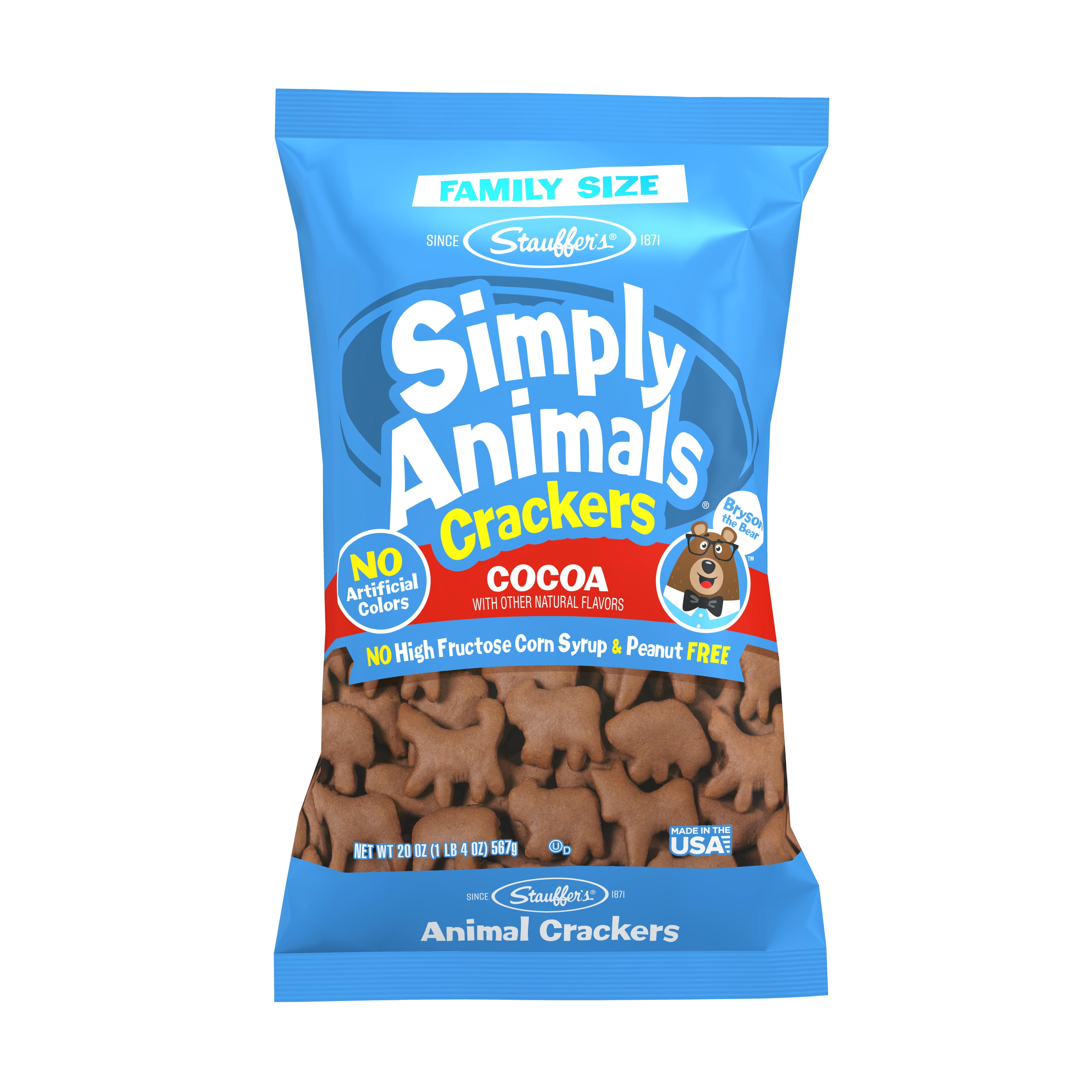 Stauffer's Simply Animals Cocoa Animal Crackers, Fun Kid Snacks, 20oz ...