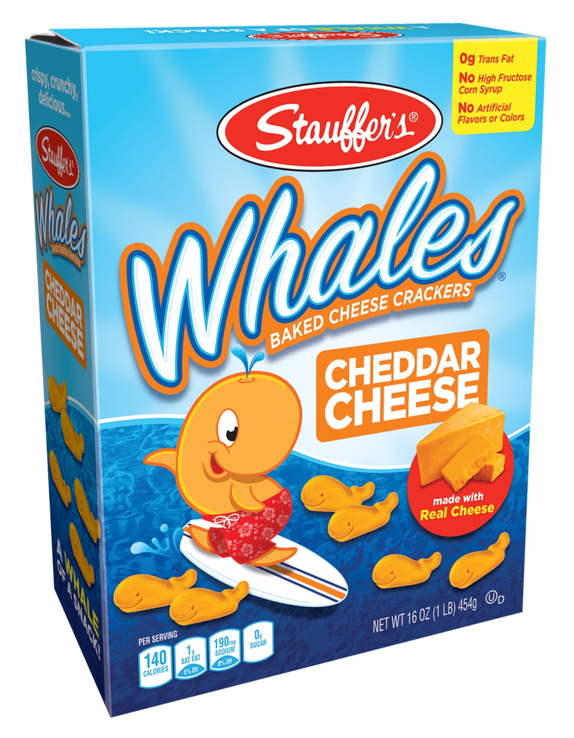 Stauffer's Whales Cheddar Cheese Snack Crackers, Real Cheese, No ...
