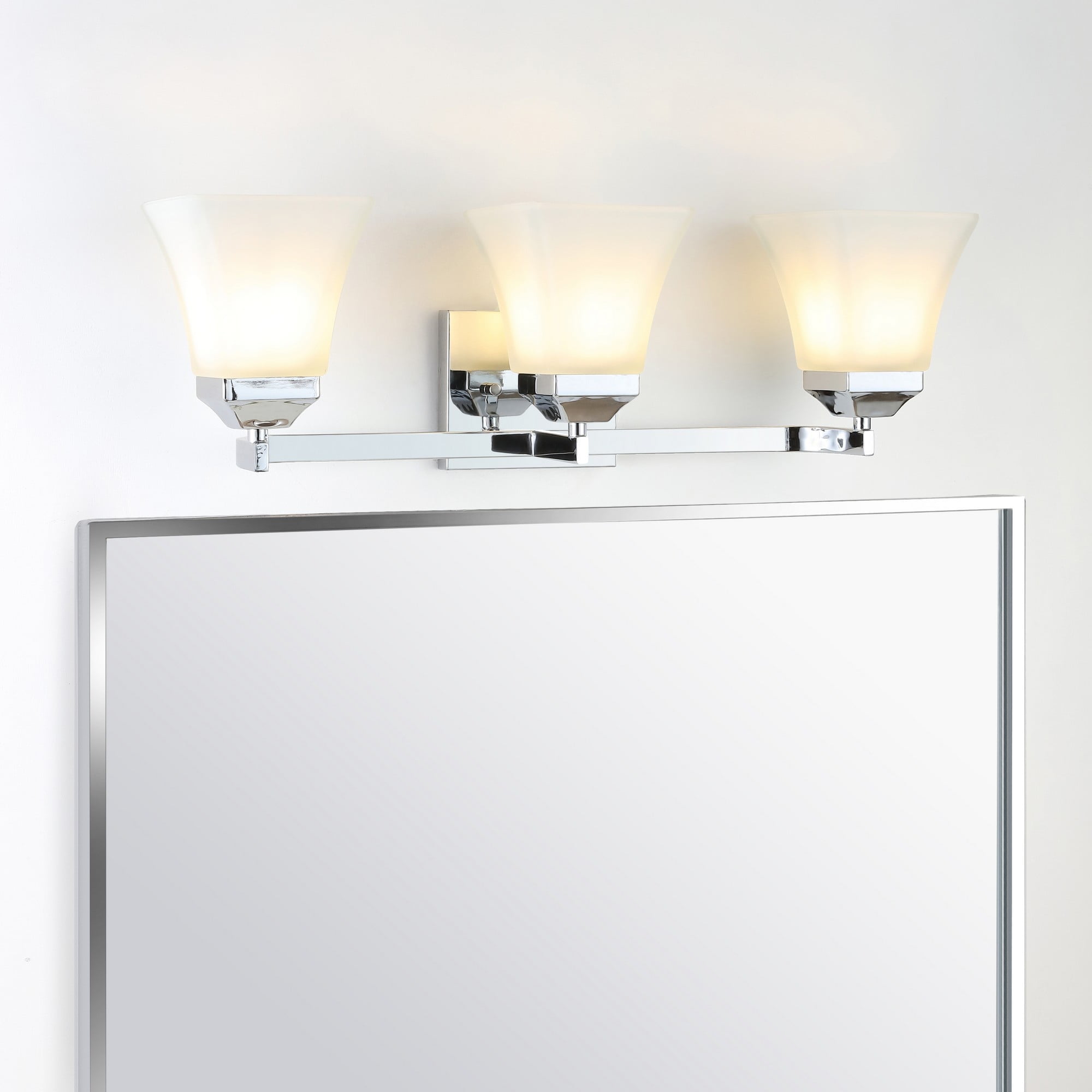 JONATHAN Y Staunton 24" 3-Light Iron/Glass Modern Cottage LED Vanity ...