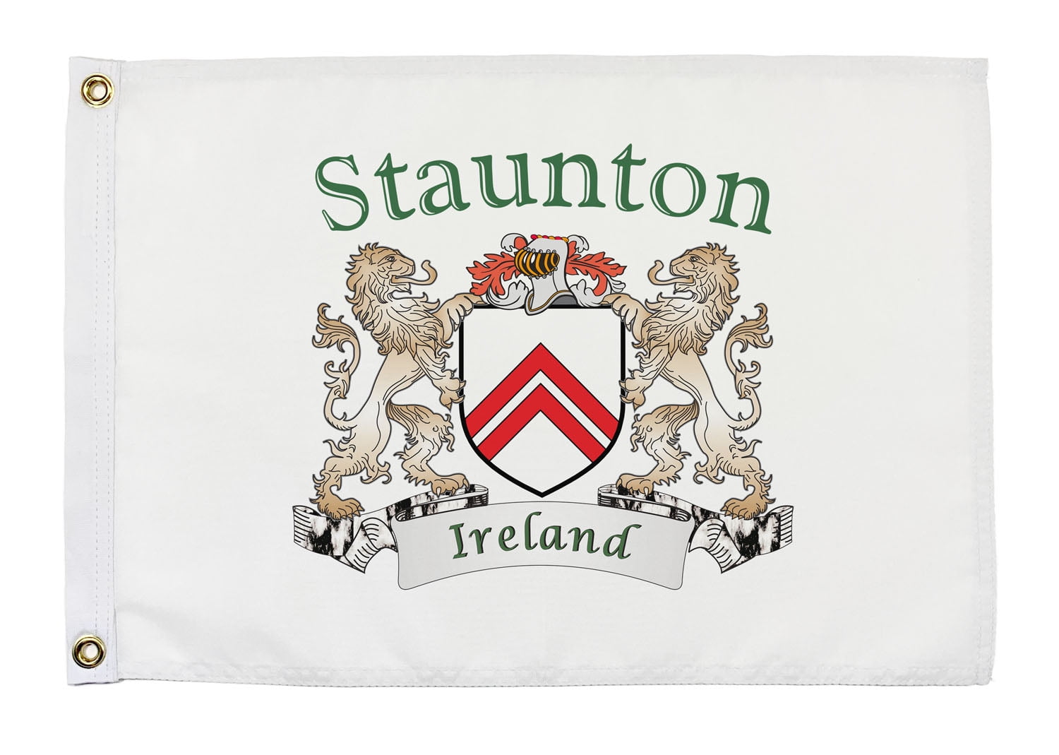 Staunton Irish Coat of Arms Small White Flag - 16"x10.5" inches ...
