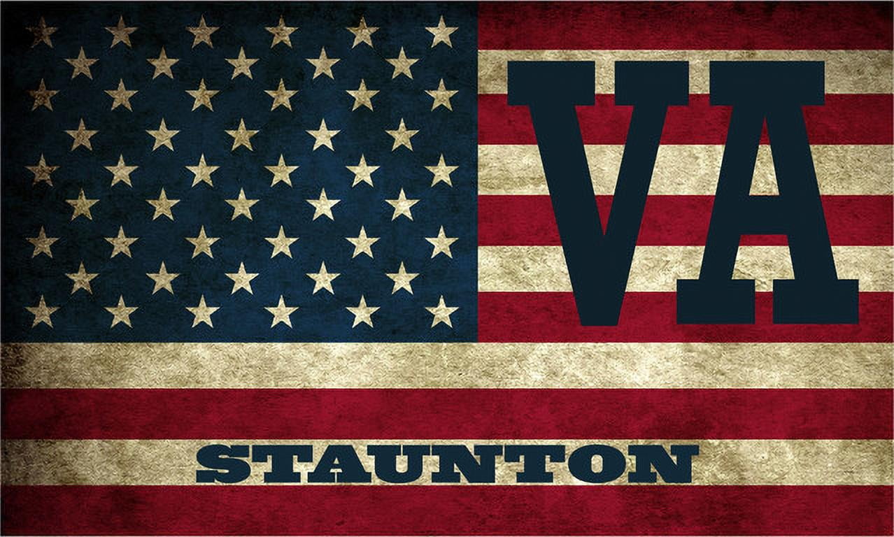 Staunton VA Virginia Staunton County Vintage US Flag Decal Bumper ...