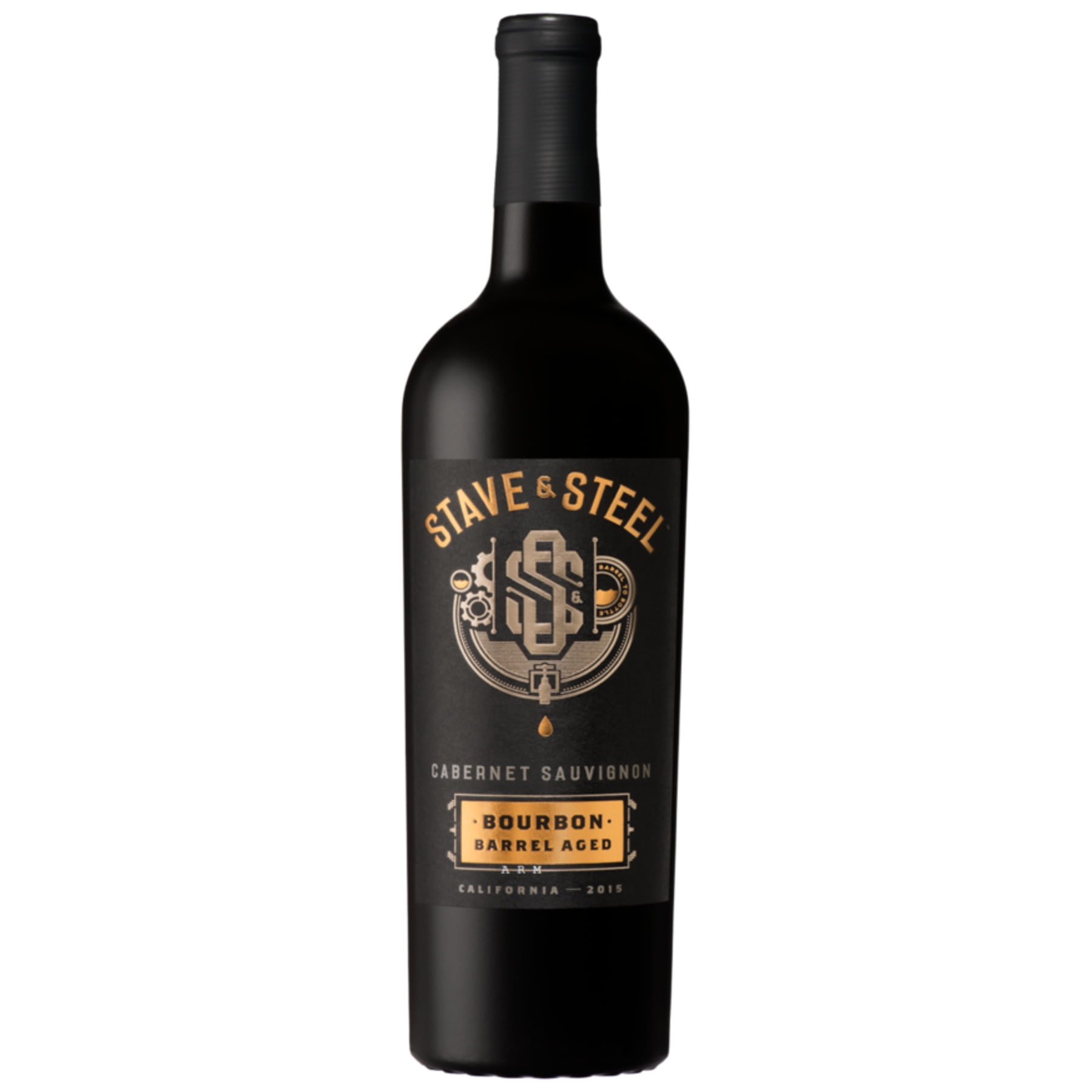 Stave & Steel Bourbon Barrel Aged Cabernet Sauvignon California Red Wine, 750 ml Bottle, 14% ABV ...
