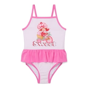 Disney Stitch Girls Swimsuit, Angel Graphic, Ruffled One-Shoulder ...