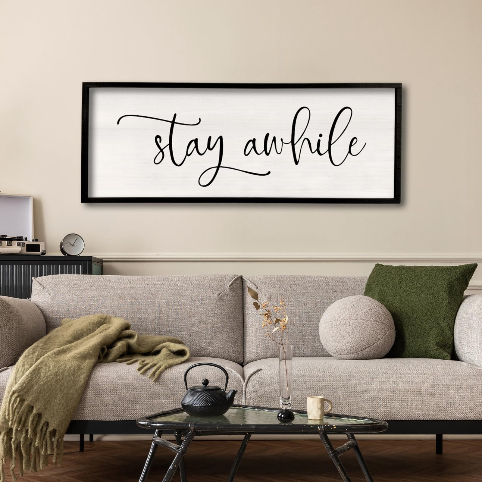 Stay AWhile Sign Wall Decor Sign 40"X15" Large Living Room Entryway ...