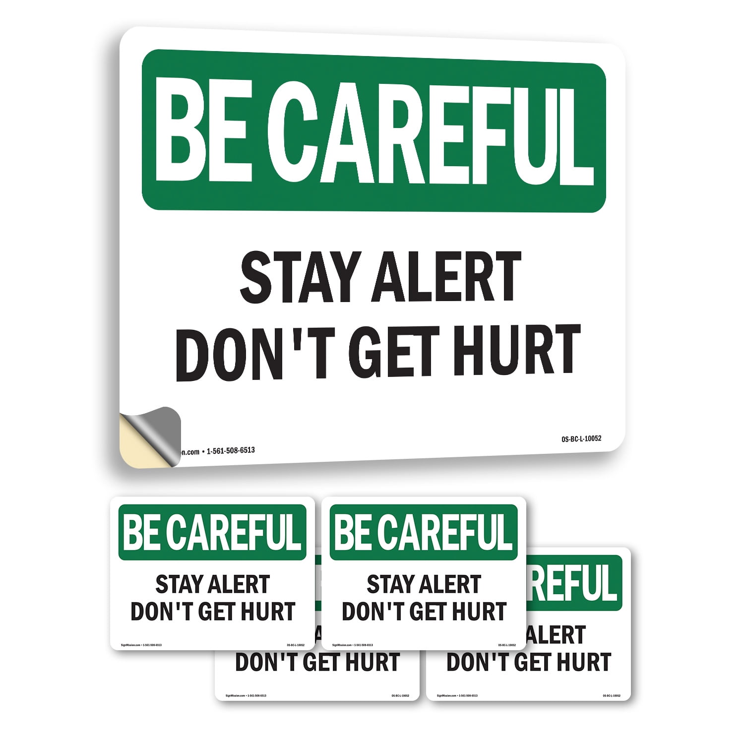 Stay Alert Don't Get Hurt OSHA Be Careful Vinyl Decal Label 10 Inch x 7 ...