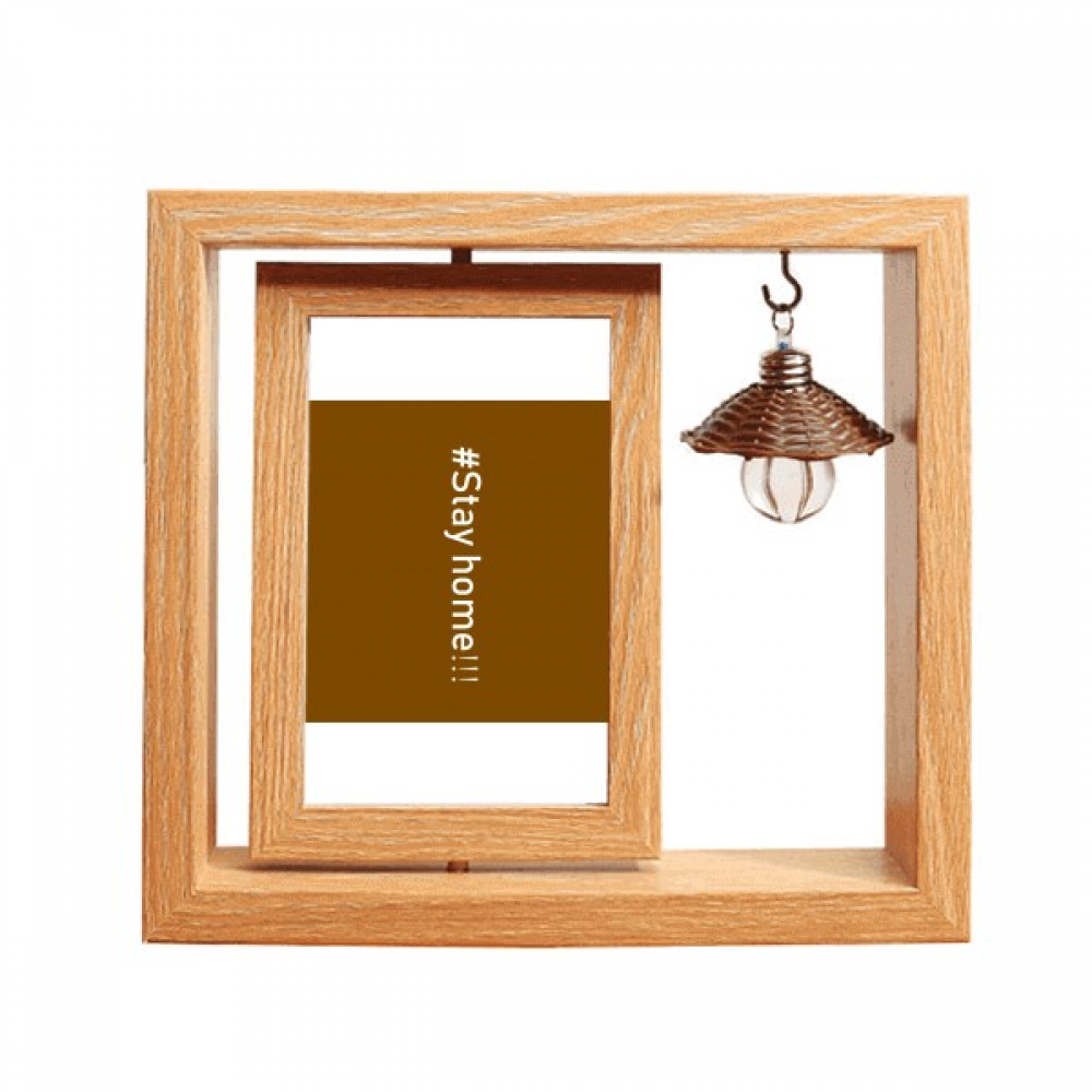 Stay At Home Fonts Warning Wooden Rotating Picture Photo Frame 4x6 ...
