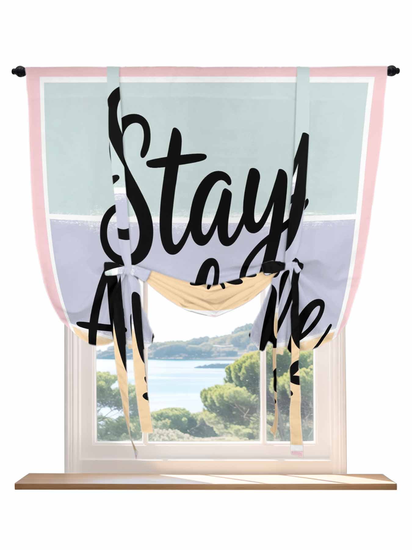 Stay Awhile Tie Up Curtains for Windows 54 Inch Length Balloon Curtains ...