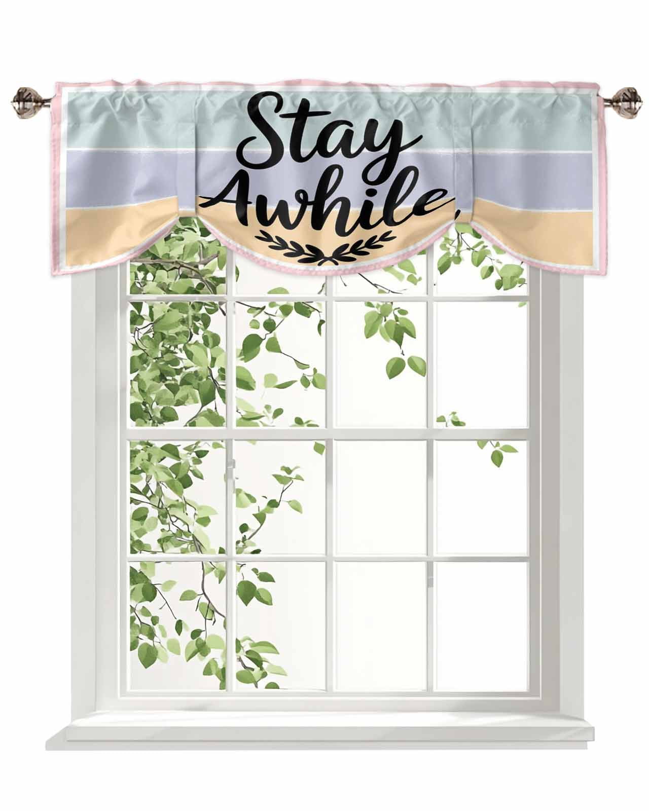 Stay Awhile Tie Up Valances Curtain, Adjustable Kitchen Stripe Color ...