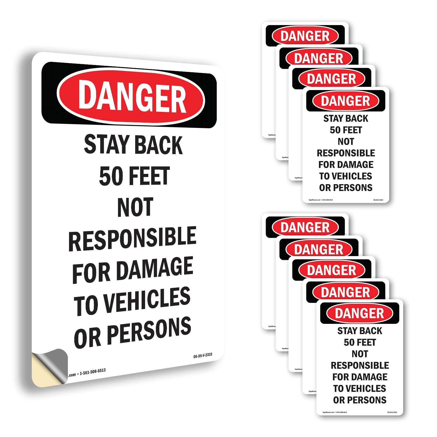 Stay Back 50 Feet Not Responsible OSHA Danger Vinyl Decal Label 18 Inch ...
