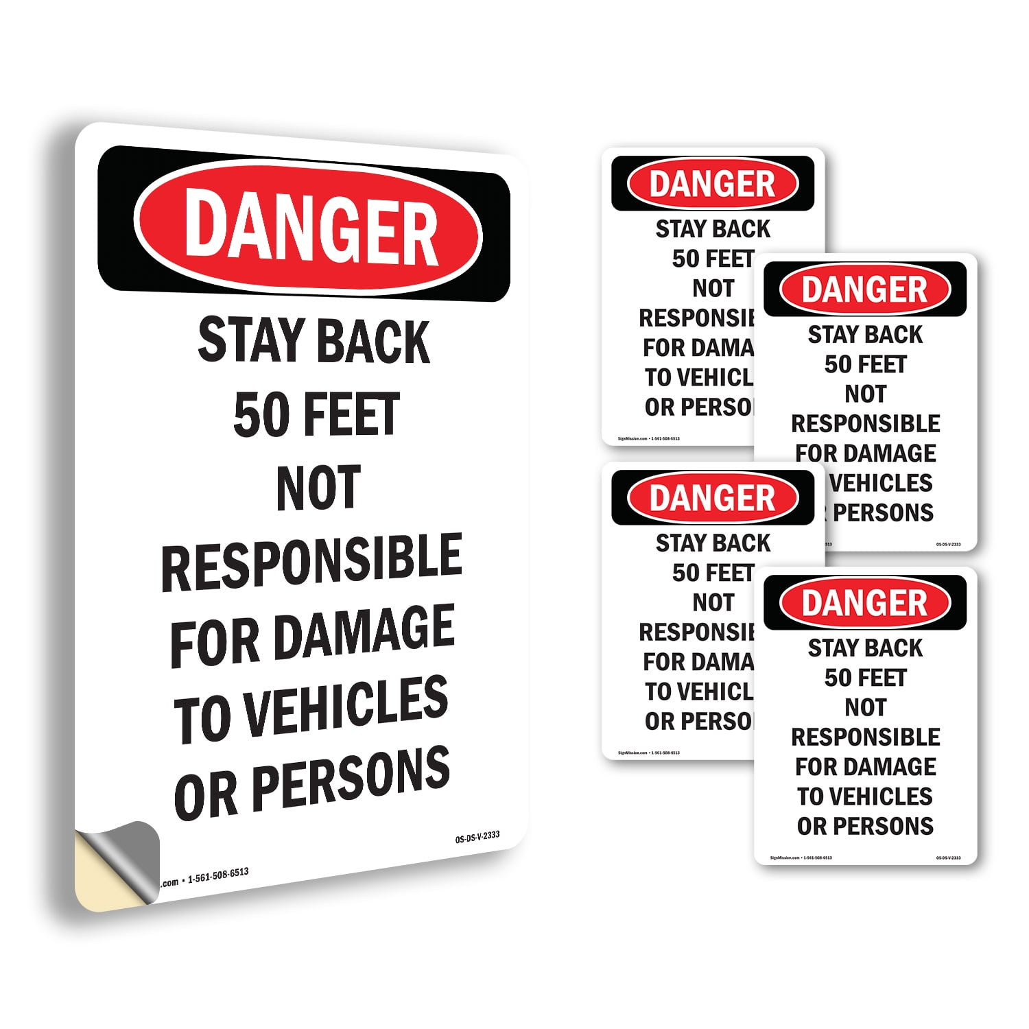 Stay Back 50 Feet Not Responsible OSHA Danger Vinyl Decal Label 24 Inch ...
