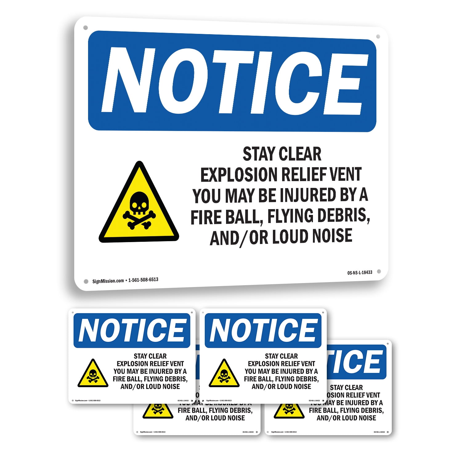 Stay Clear Explosion Relief OSHA Notice Aluminum Sign 18 Inch x 12 Inch ...