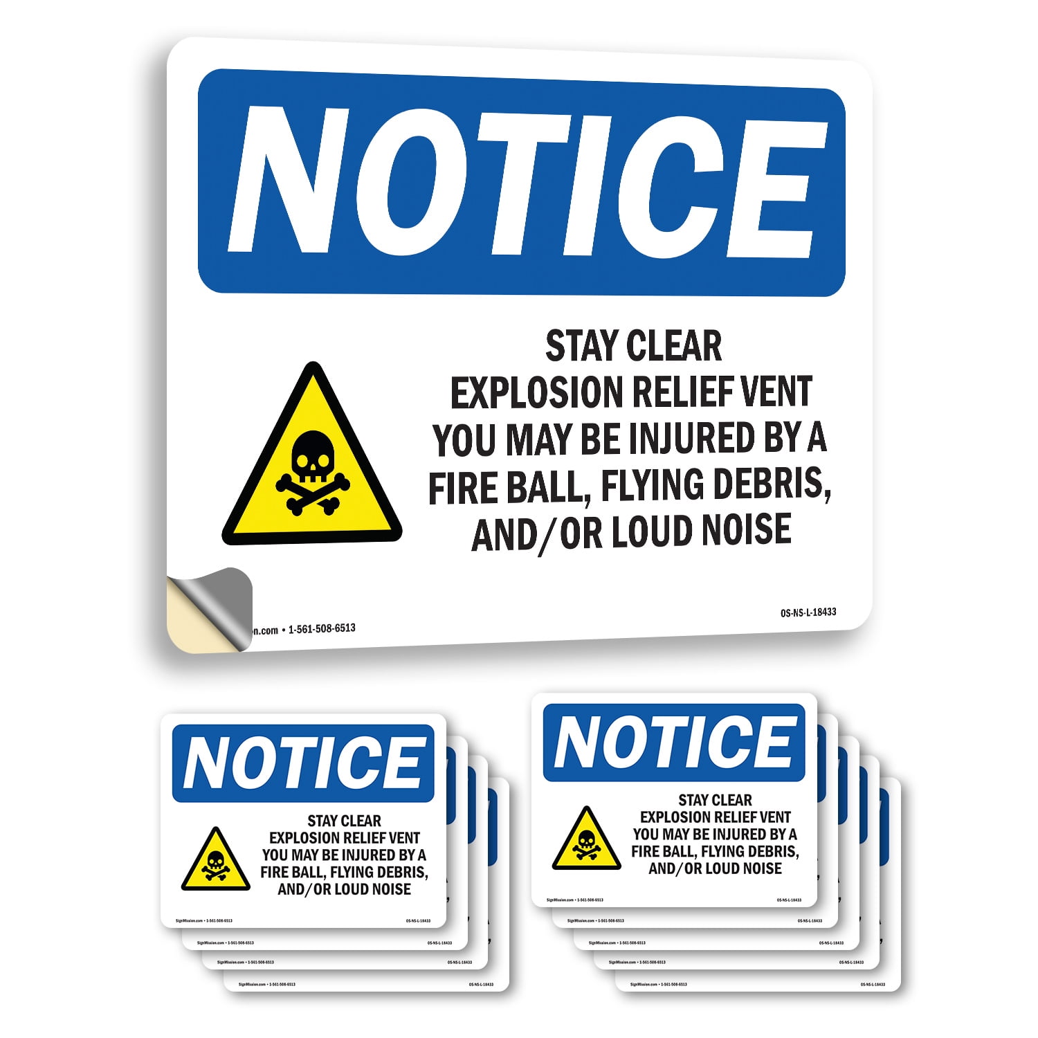 Stay Clear Explosion Relief With Symbol OSHA Notice Vinyl Decal Label ...
