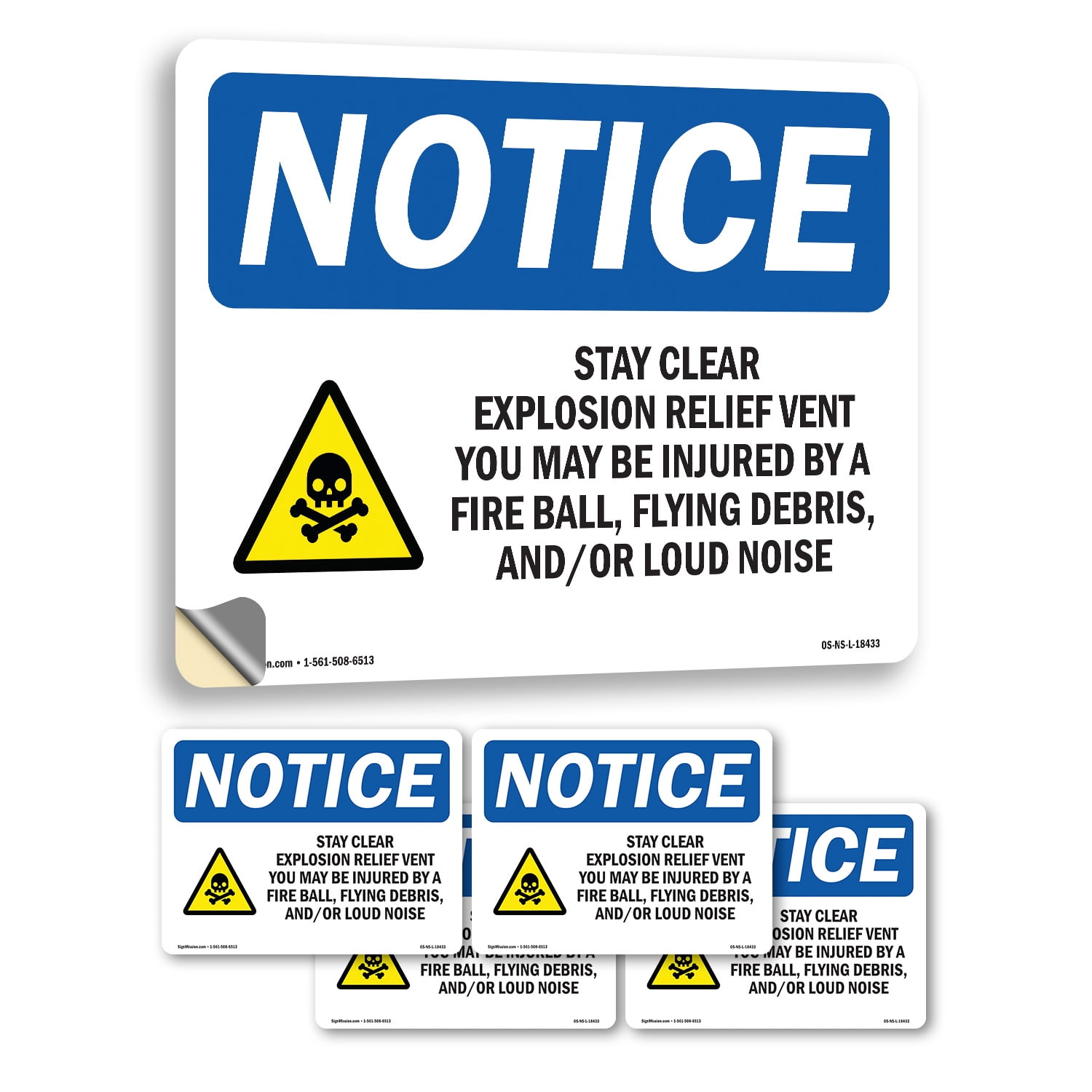 Stay Clear Explosion Relief With Symbol OSHA Notice Vinyl Decal Label ...