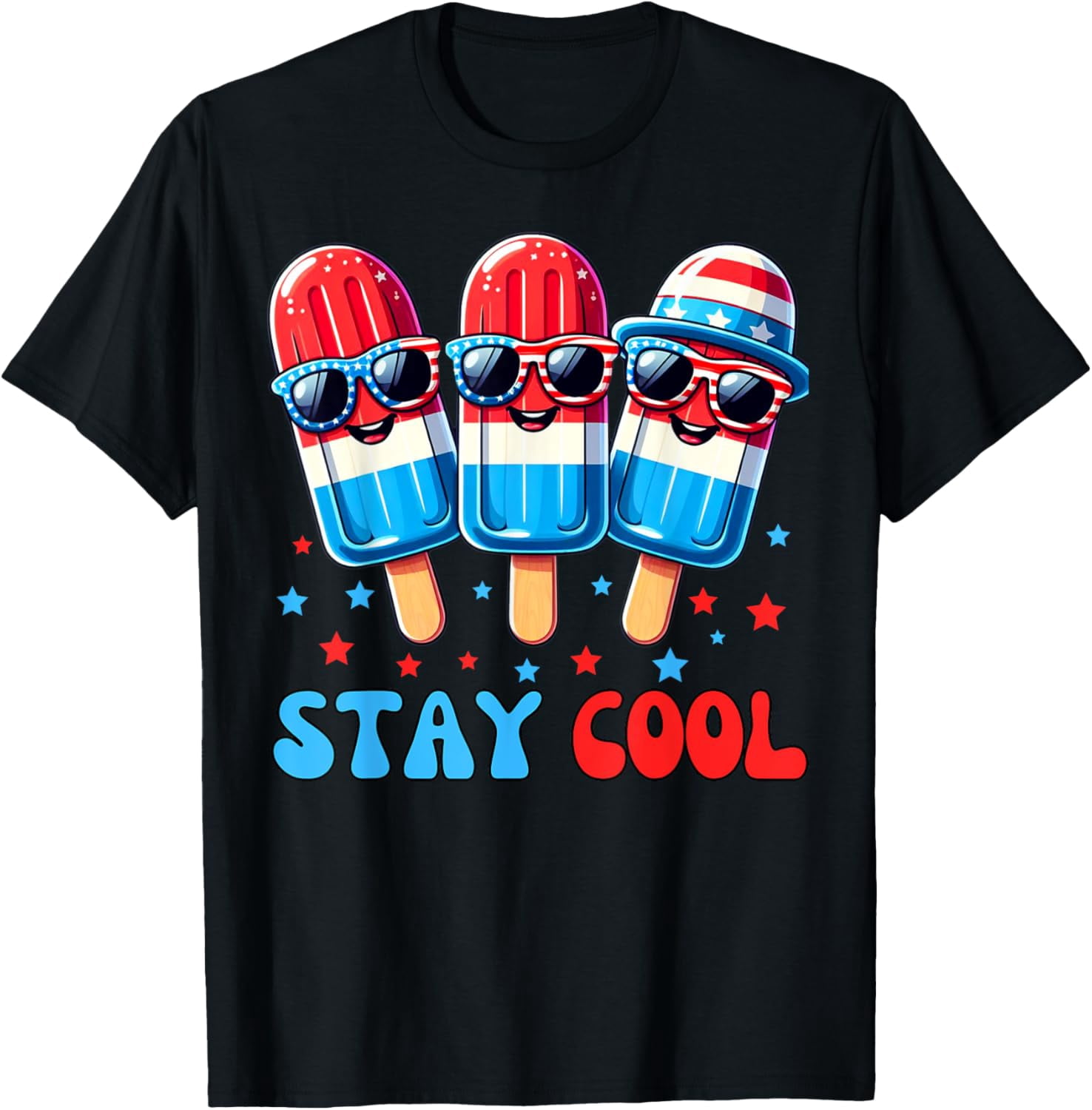 Stay Cool 4th July Popsicle Shirt Boys Men USA Flag American T-Shirt ...