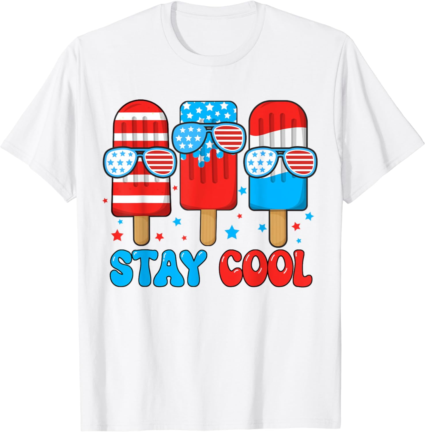 Stay Cool 4th July Popsicle Shirt Boys Men USA Flag American T-Shirt ...