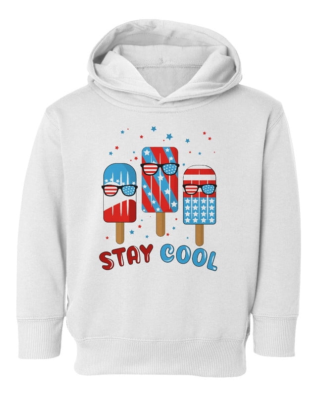 Stay Cool American Flag Ice Cream 4th Of July Party Toddler Hooded ...