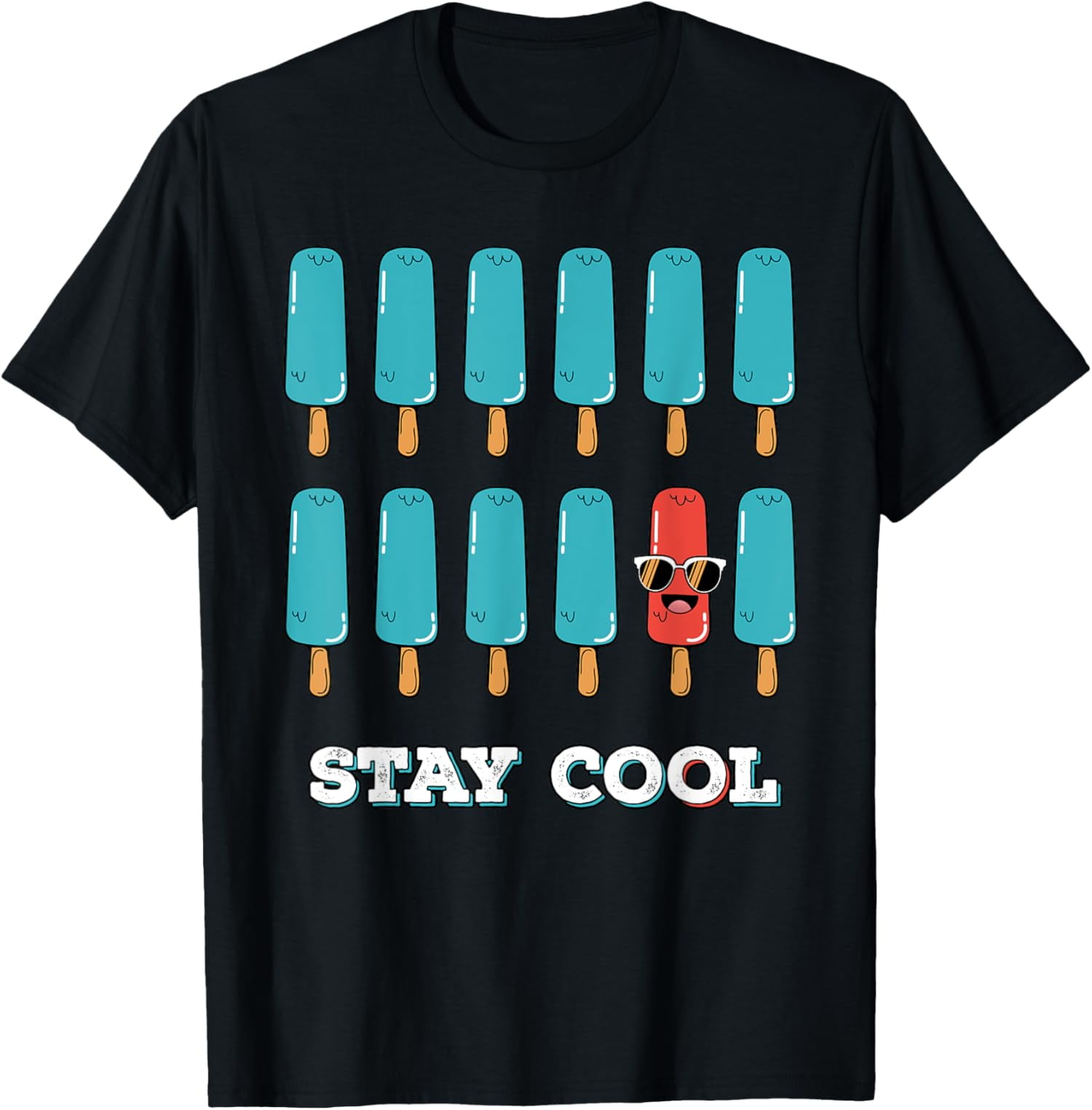 Stay Cool Popsicle Kawaii Funny Summer Vacation Ice Cream T-Shirt ...