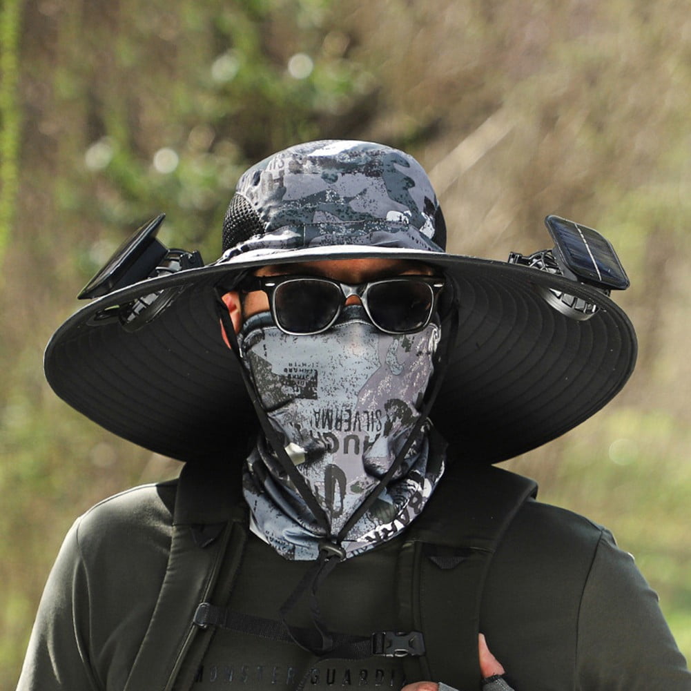 Stay Cool and Protected with our Wide Brim Solar Fan Outdoor Fishing ...