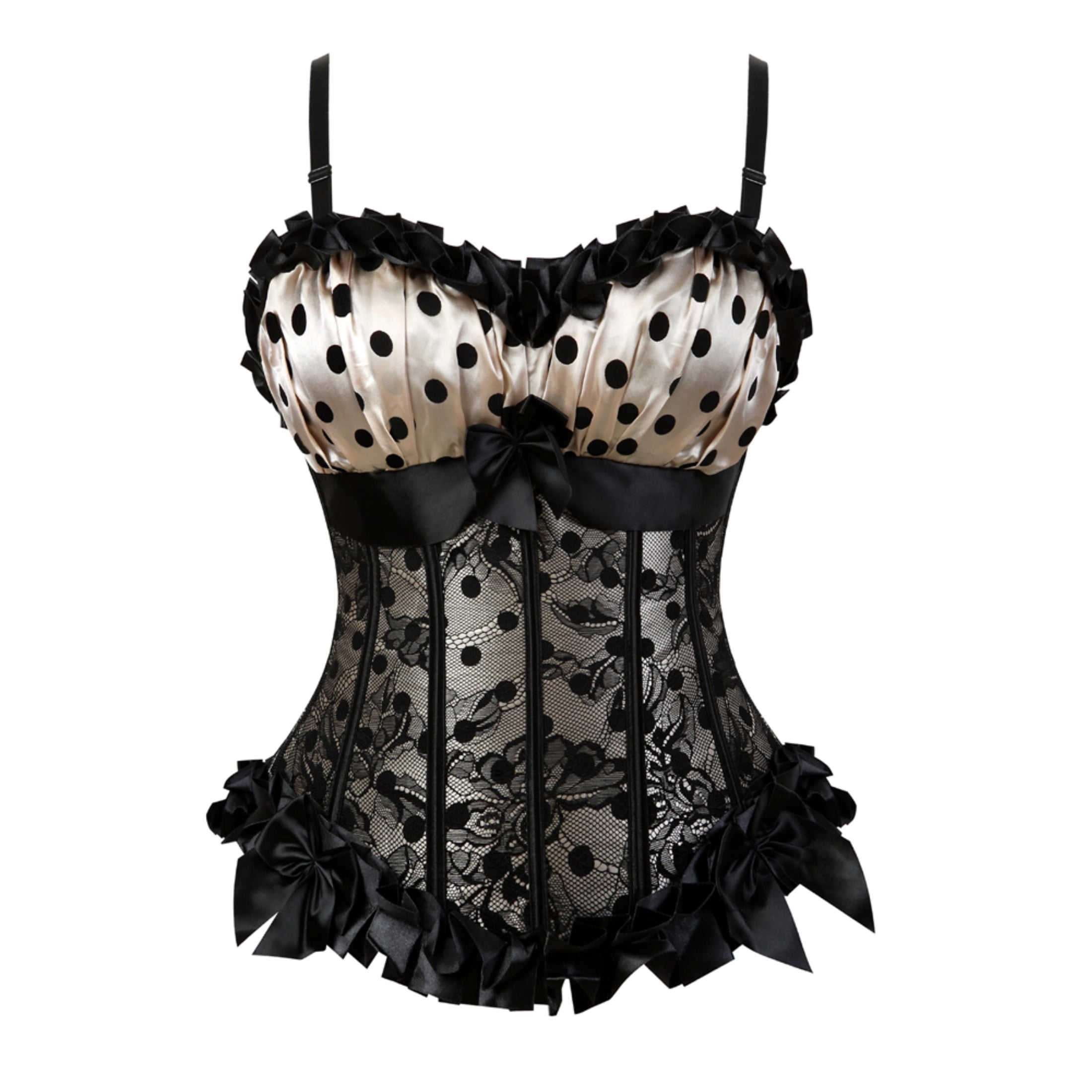 Stay Corset Women's Gothic Shoulder Straps Tank Overbust Corset Black ...