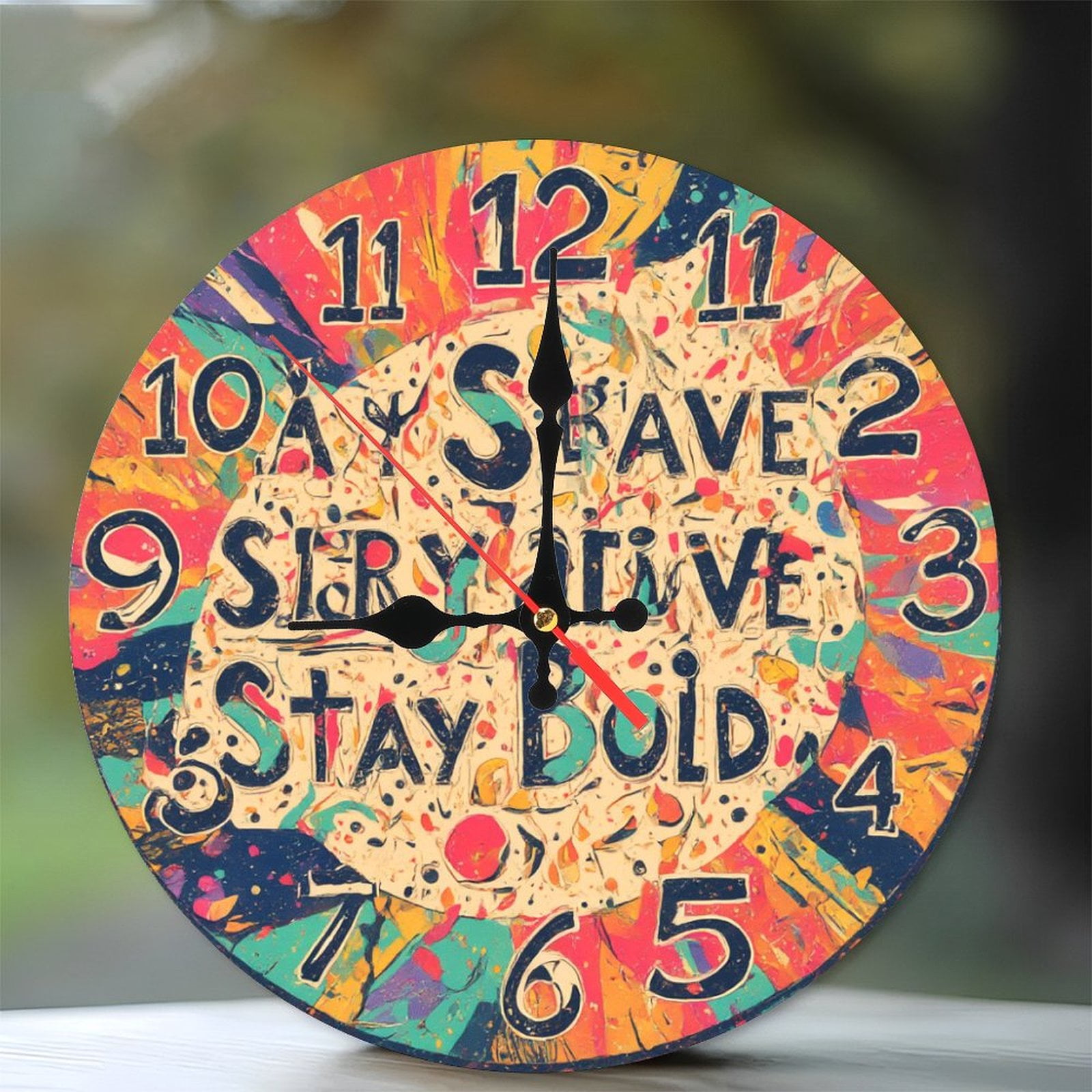 Stay Courageous Stay Bold Creative Colorful Wall Clock 10-Inch Silent ...