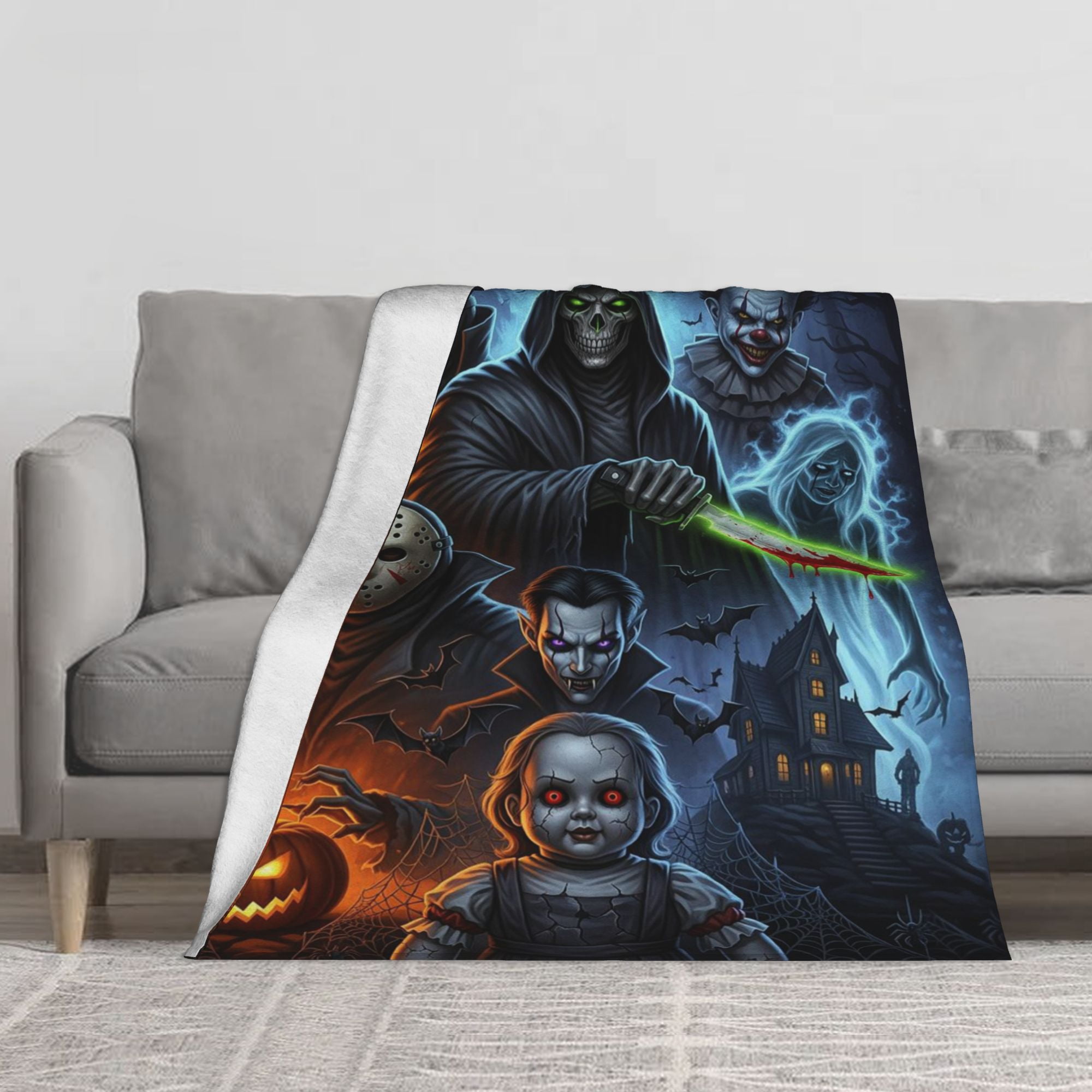 Stay Cozy and Spooky with Horror Icons Flannel Fleece Throw Blanket ...