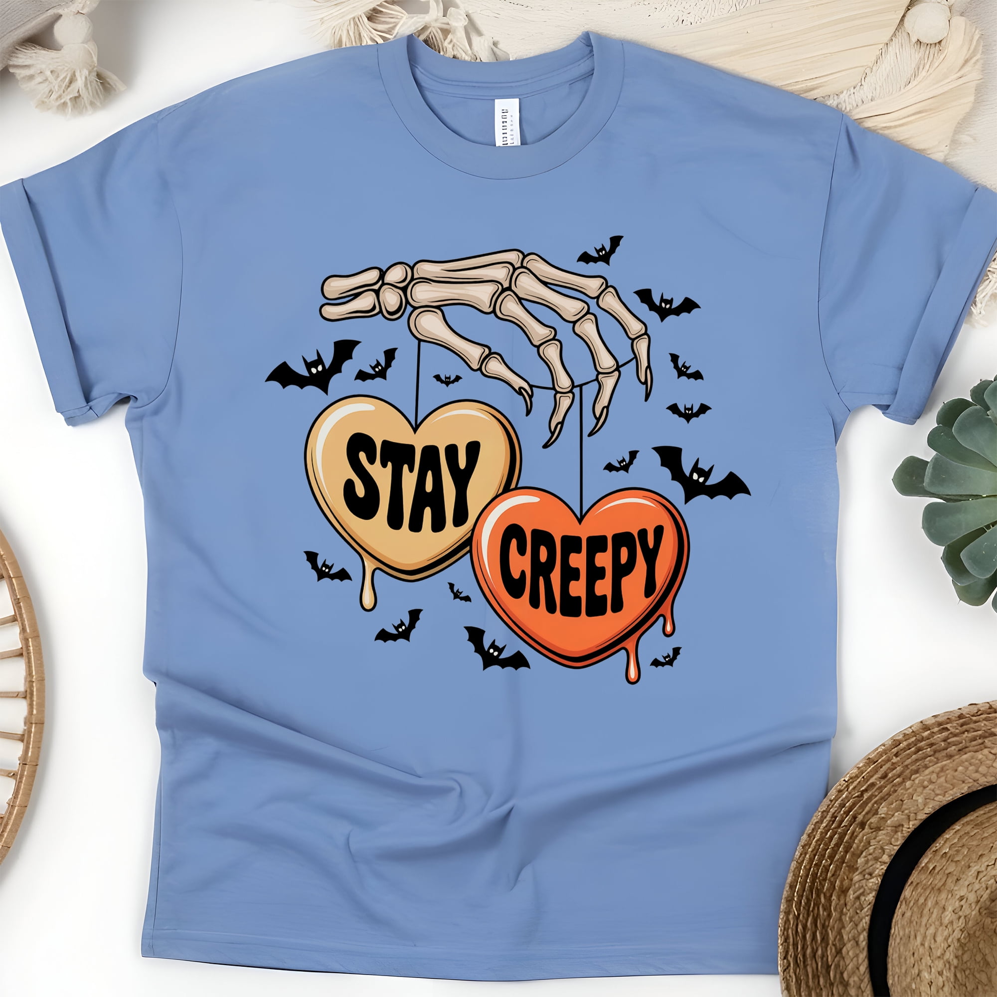 Stay Creepy Skeleton Hand T-Shirt | Cute Halloween Candy Heart Graphic ...